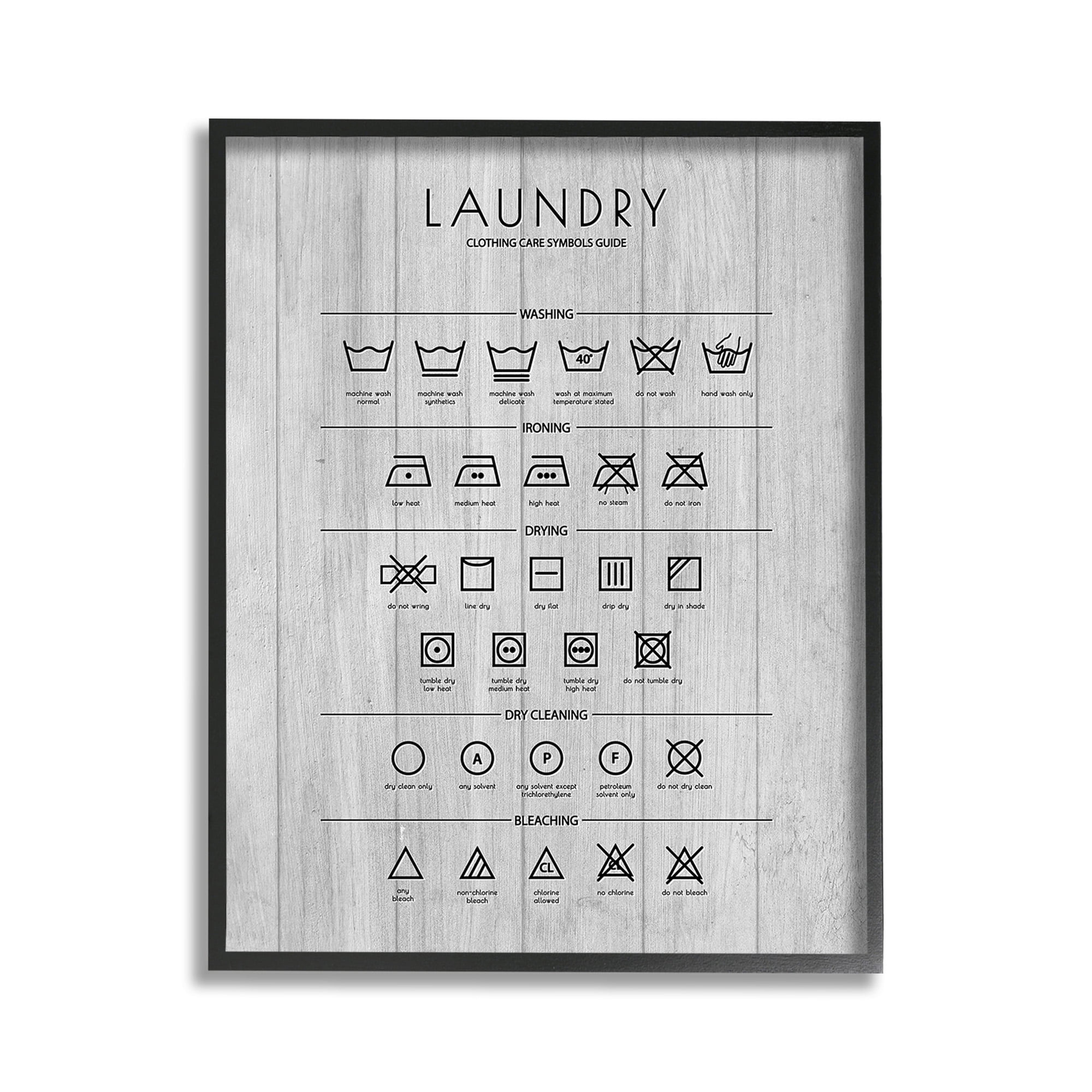 Stupell Industries Rustic Laundry Diagram Framed Wall Art 11 x 14 Black ...