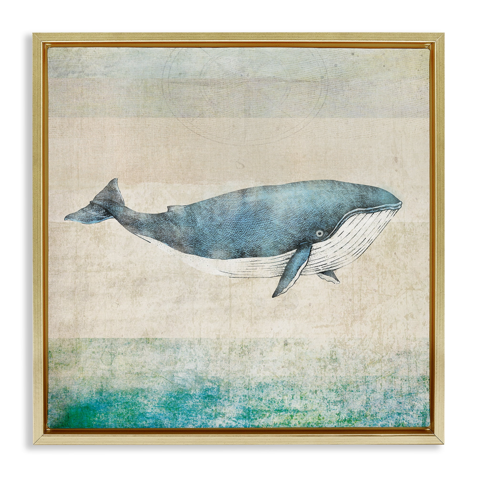 Stupell Industries Rustic Maritime Whale Nautical & Beach Painting Gold ...