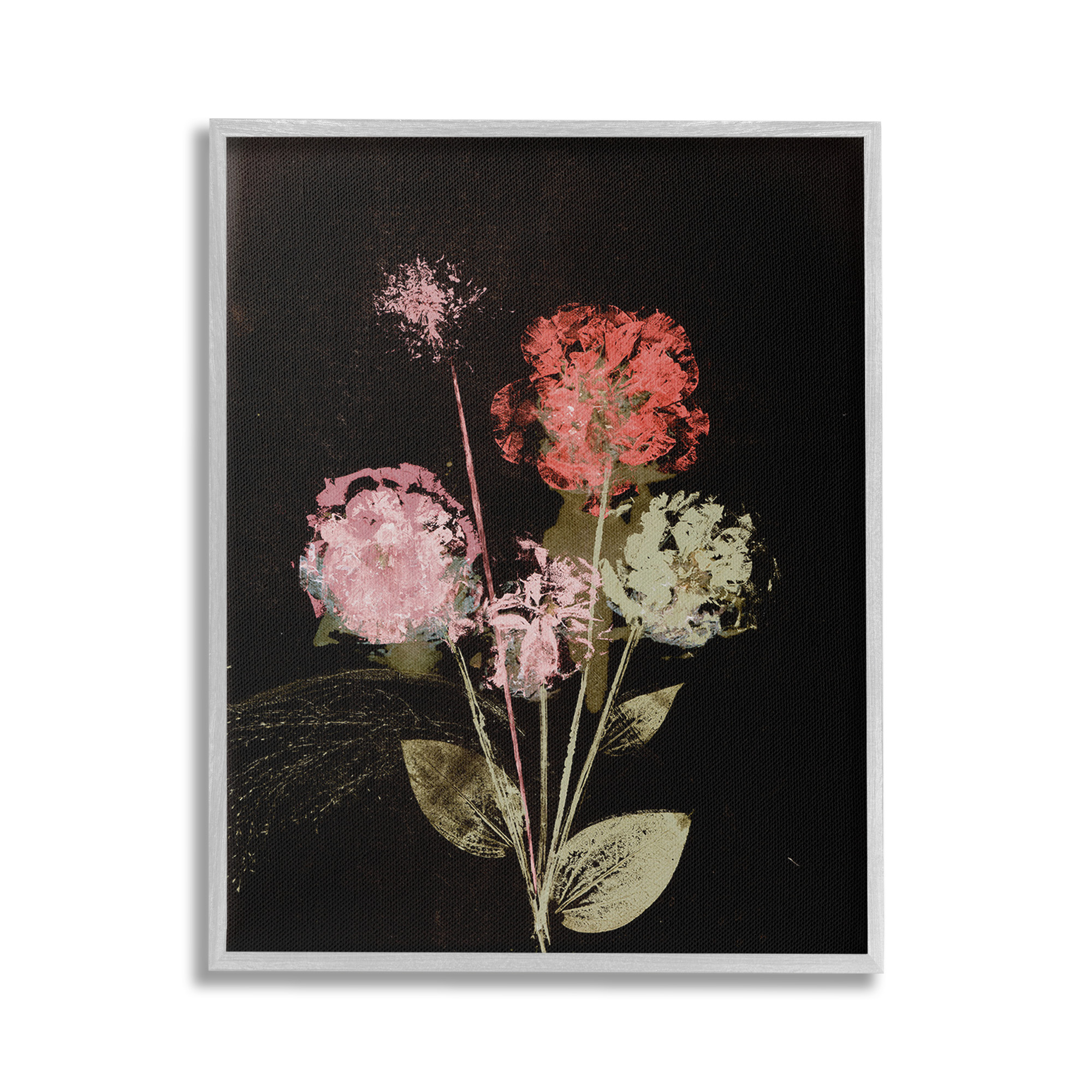 Stupell Industries Rustic Roses on Black Botanical & Floral Painting ...