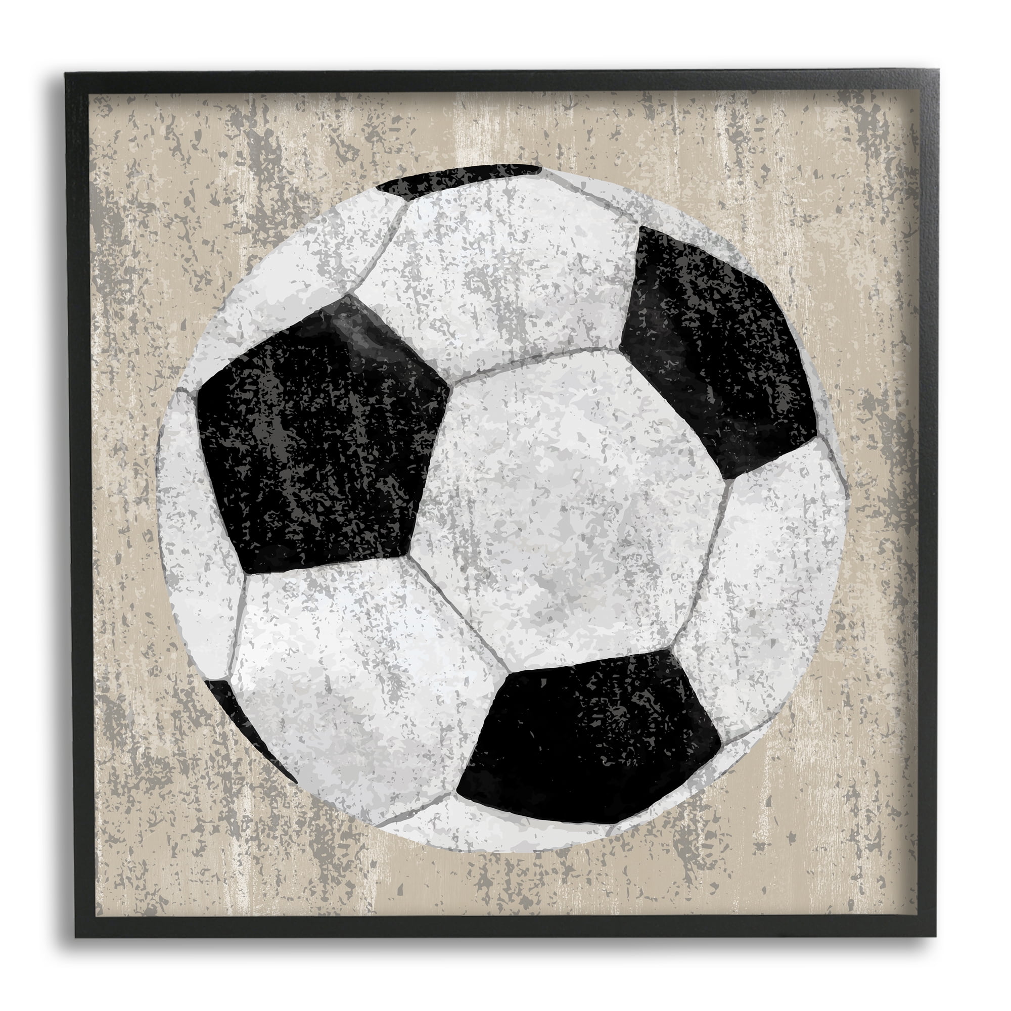 Stupell Industries Rustic Soccer Ball Abstract Black Framed Wall Art ...