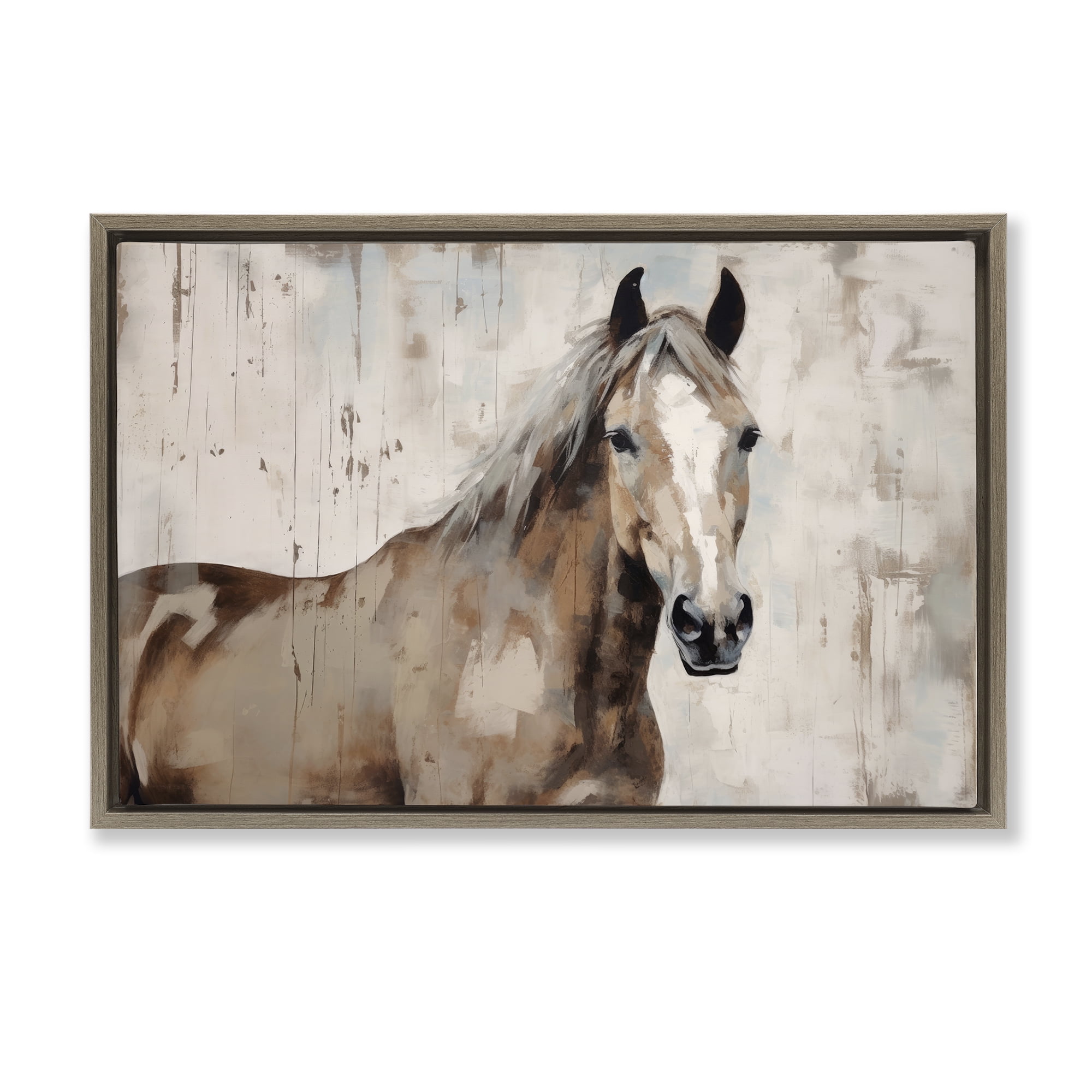 Stupell Industries Rustic Stoic Mare Animals Painting Brown Floater ...