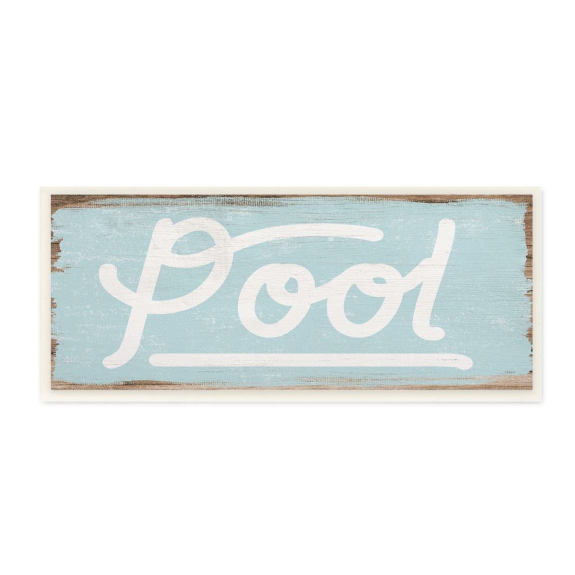 Stupell Industries Rustic Turquoise Pool Sign Distressed Wood Pattern ...