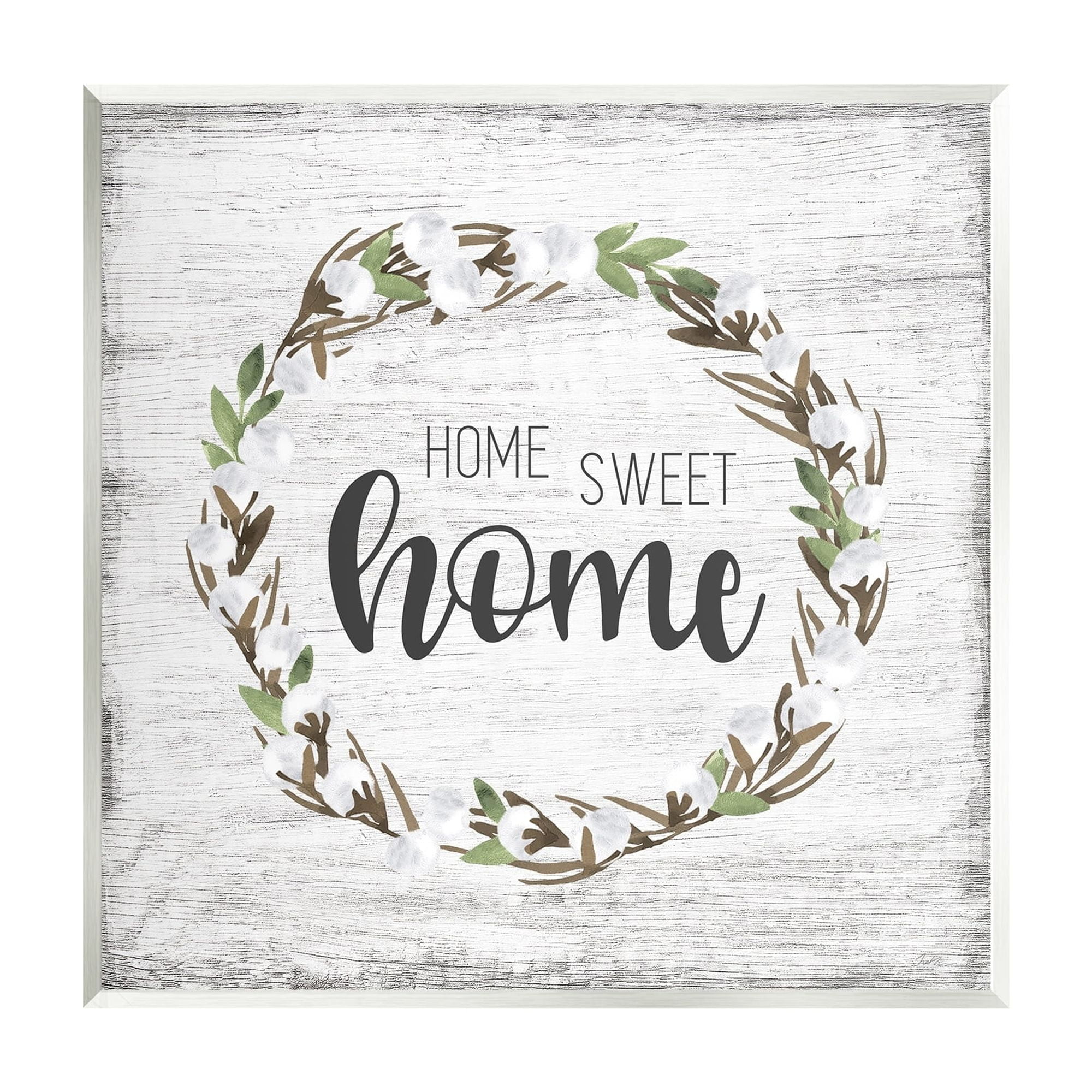 Stupell Industries Rustic Wreath Sweet Home Calligraphy Country Sign ...