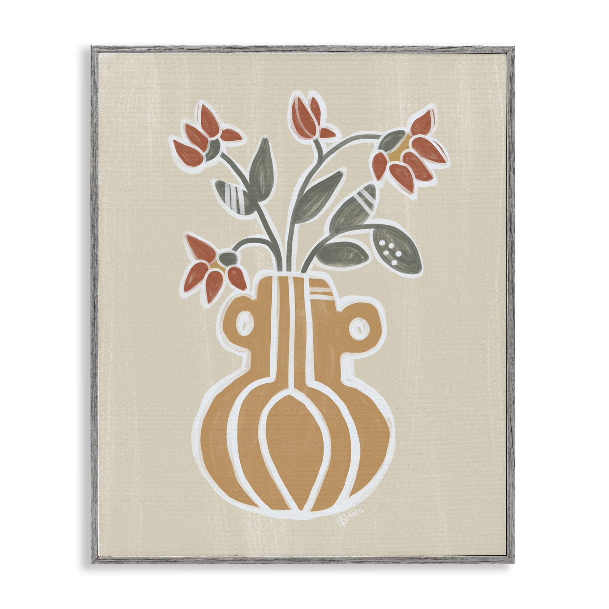 Stupell Industries Sabrina Flower Bouquet Gray Framed Giclee Art design ...