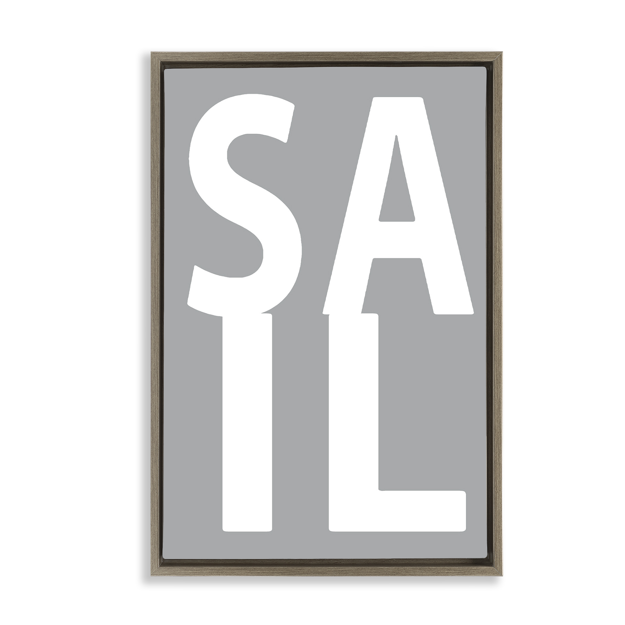Stupell Industries Sail Word on Grey Typography Painting Brown Floater ...