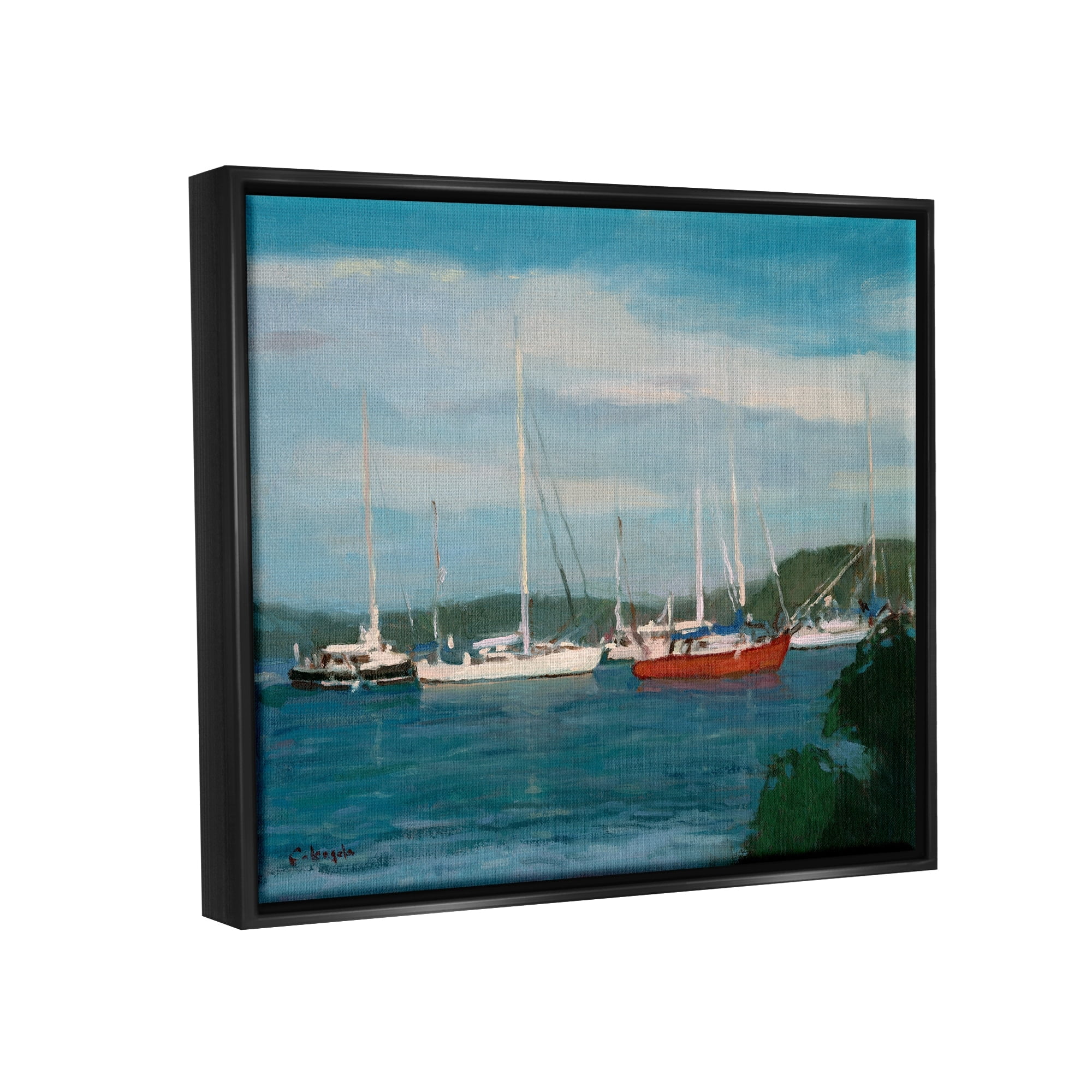 Stupell Sailboat Fleet Ocean Water Distant Hills Painting - Walmart.com