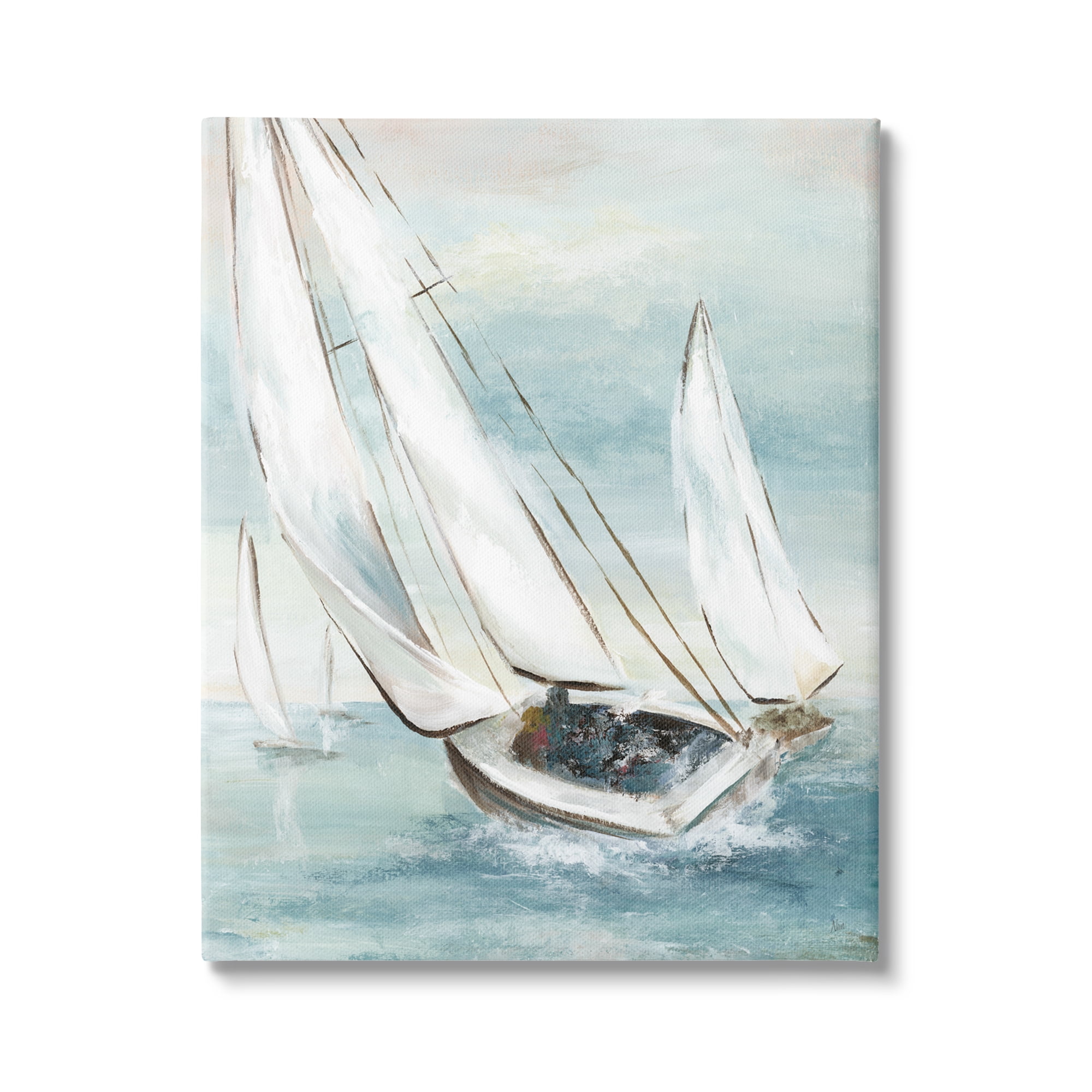 Stupell Industries Sailboat Watercraft Sailing Water Splashing Ocean ...