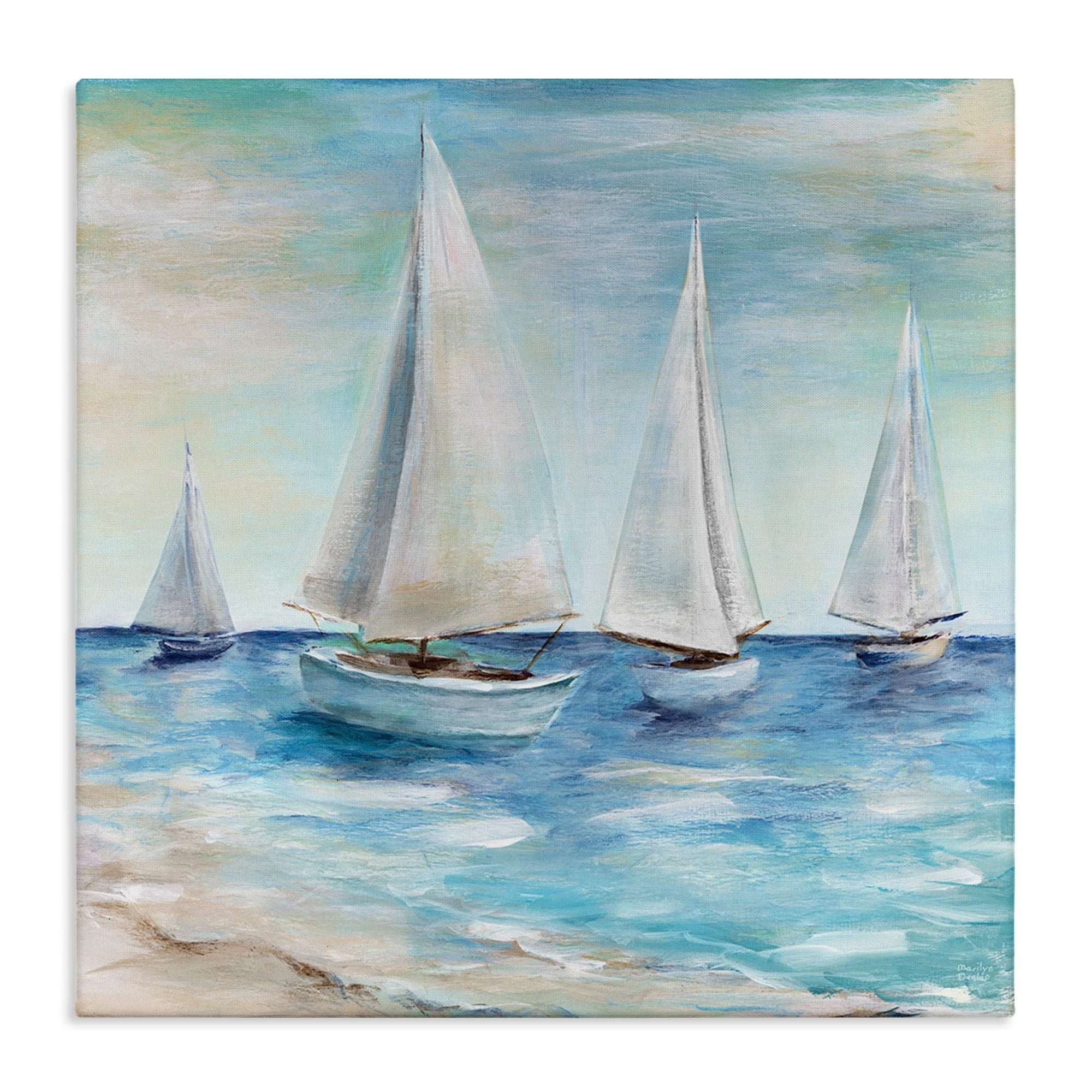 Stupell Industries Sailboats Floating Peacefully Daytime Beach ...