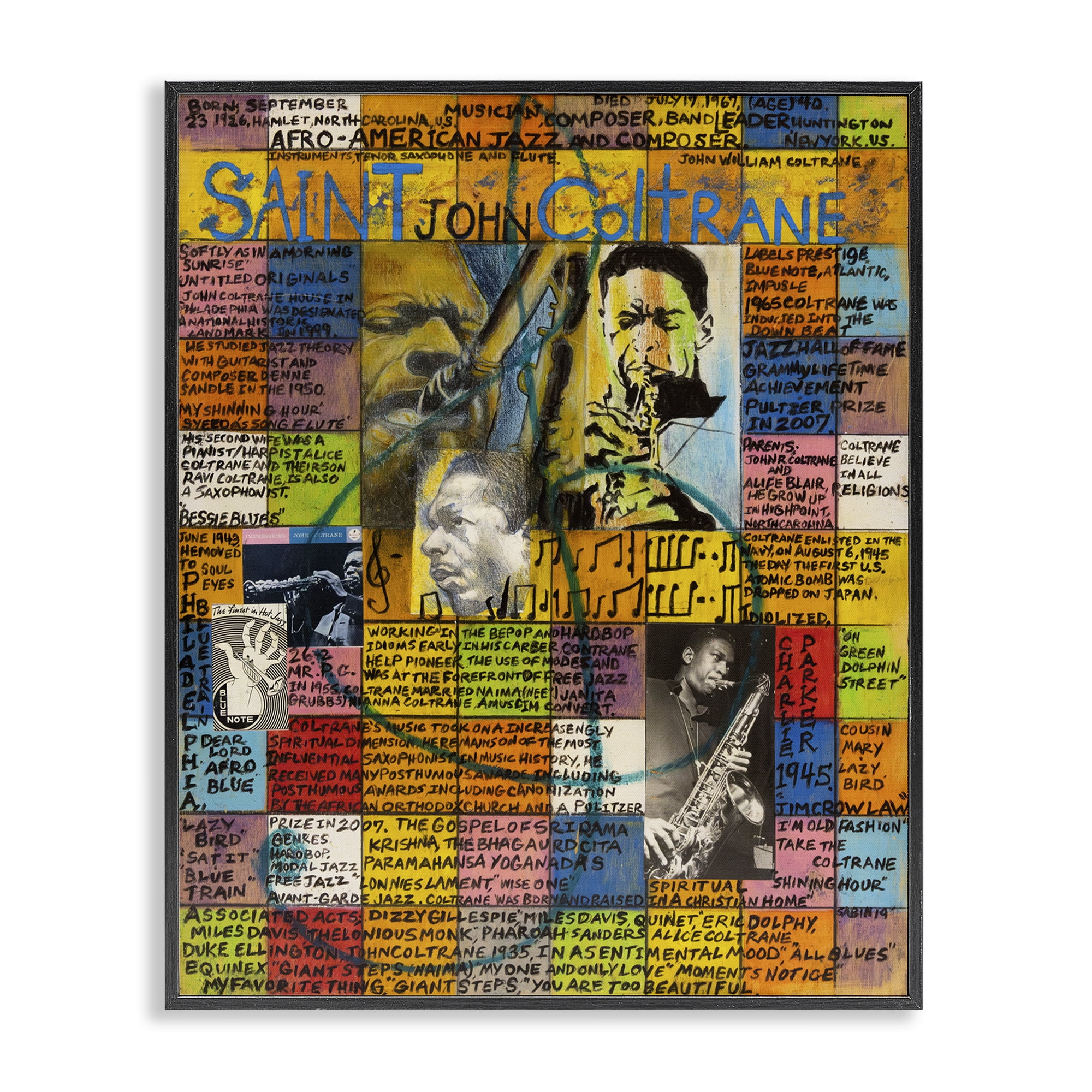 Stupell Saint John Coltrane Collage Black Framed Art Print - Walmart.com