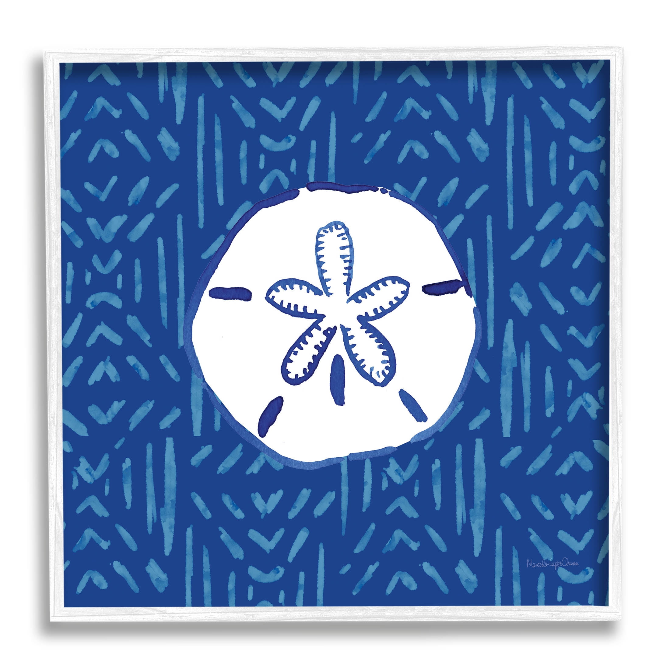Stupell Industries Sand Dollar Seashell Stripe Pattern Graphic Art ...