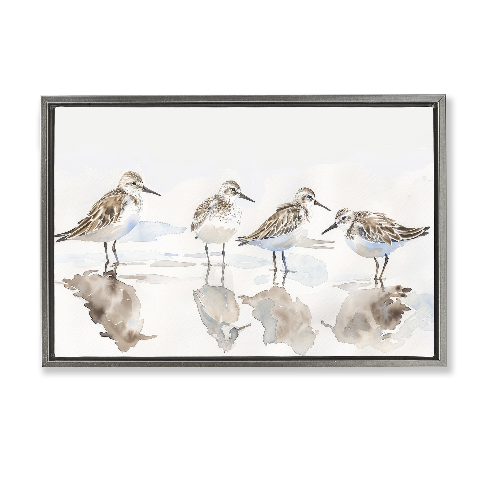 Stupell Industries Sandpipers Shore Reflection Animals Painting Gray ...