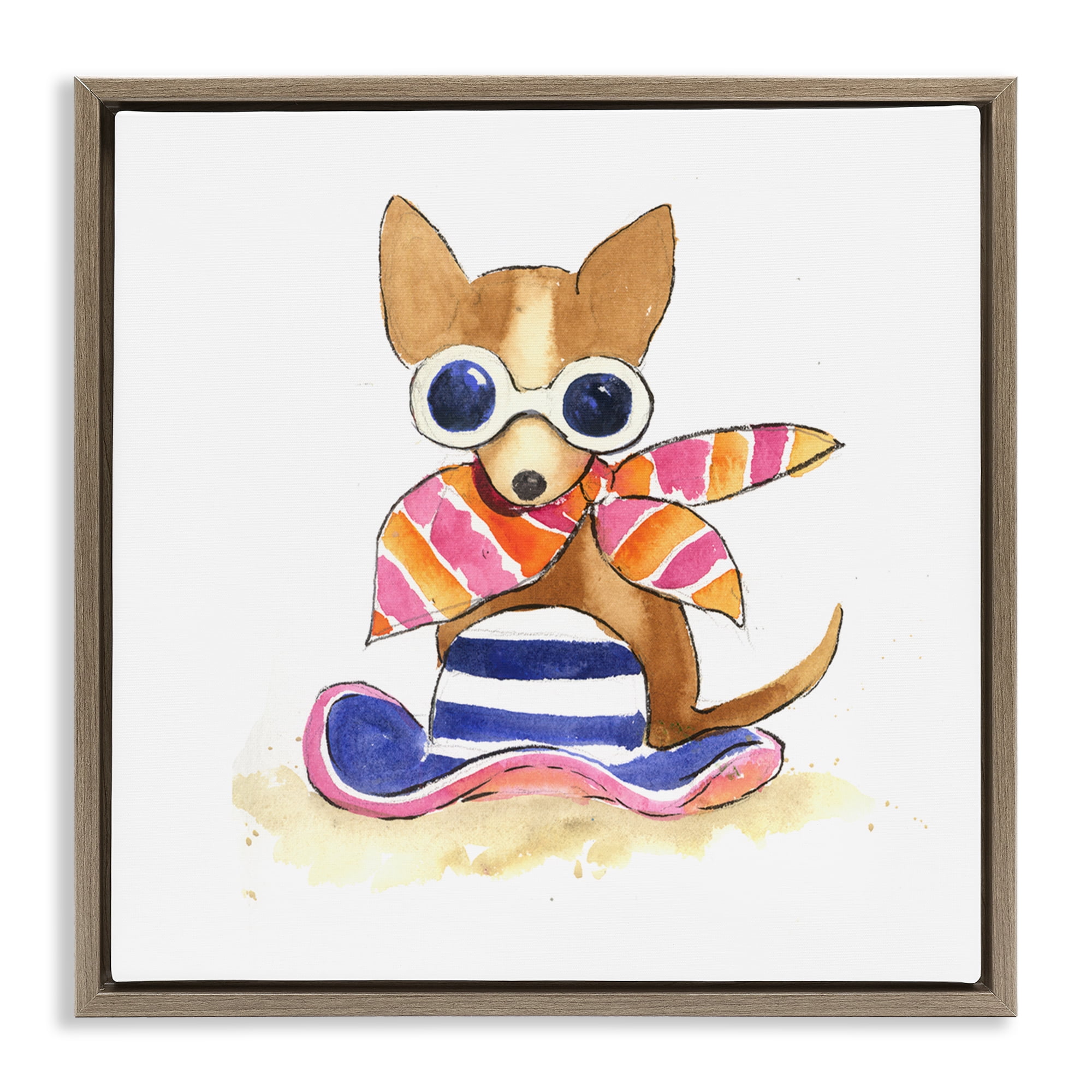 Stupell Industries Sandy Dog on Beach Animals Painting Brown Floater ...