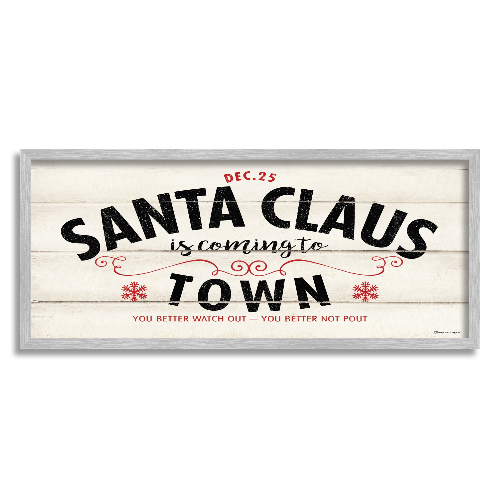 Stupell Industries Santa Claus Coming To Town Rustic Holiday Painting ...