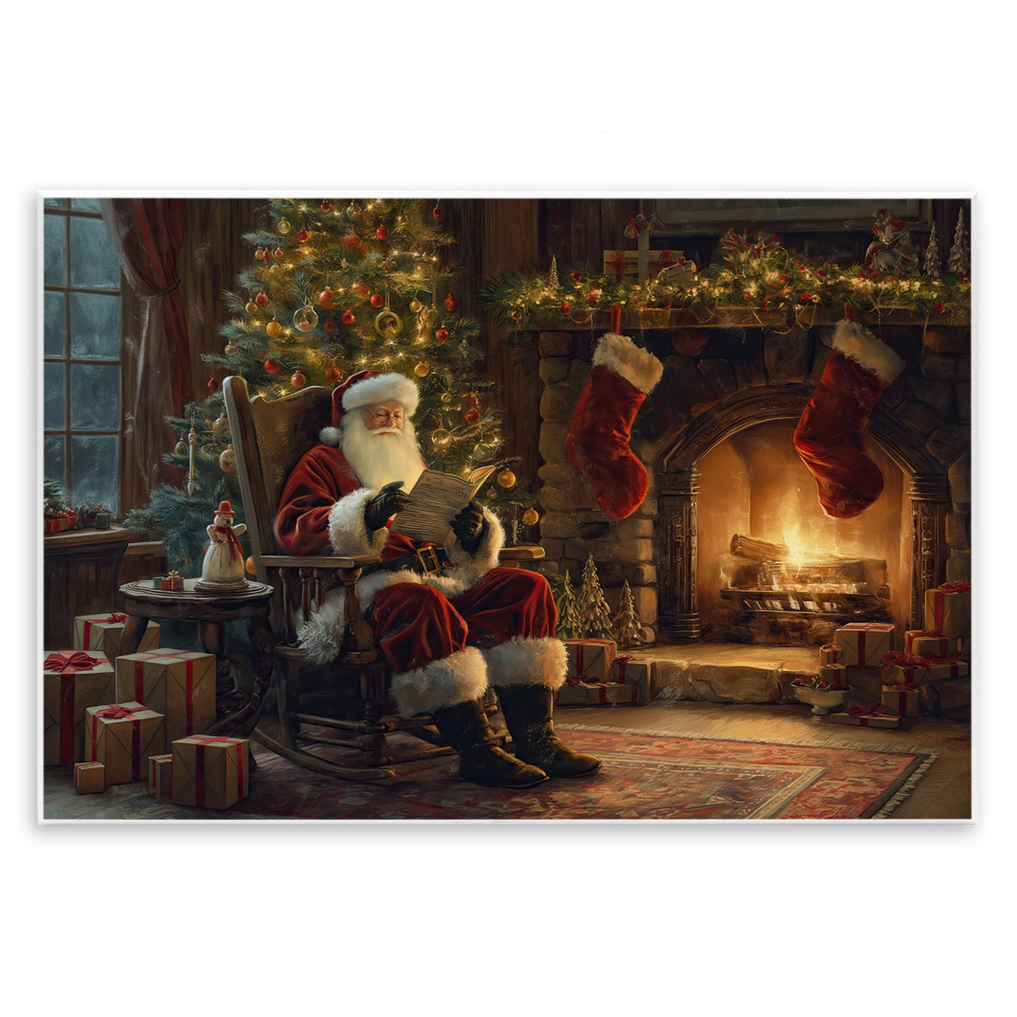 Stupell Industries Santa Claus by Fire Holiday Painting Unframed Art ...