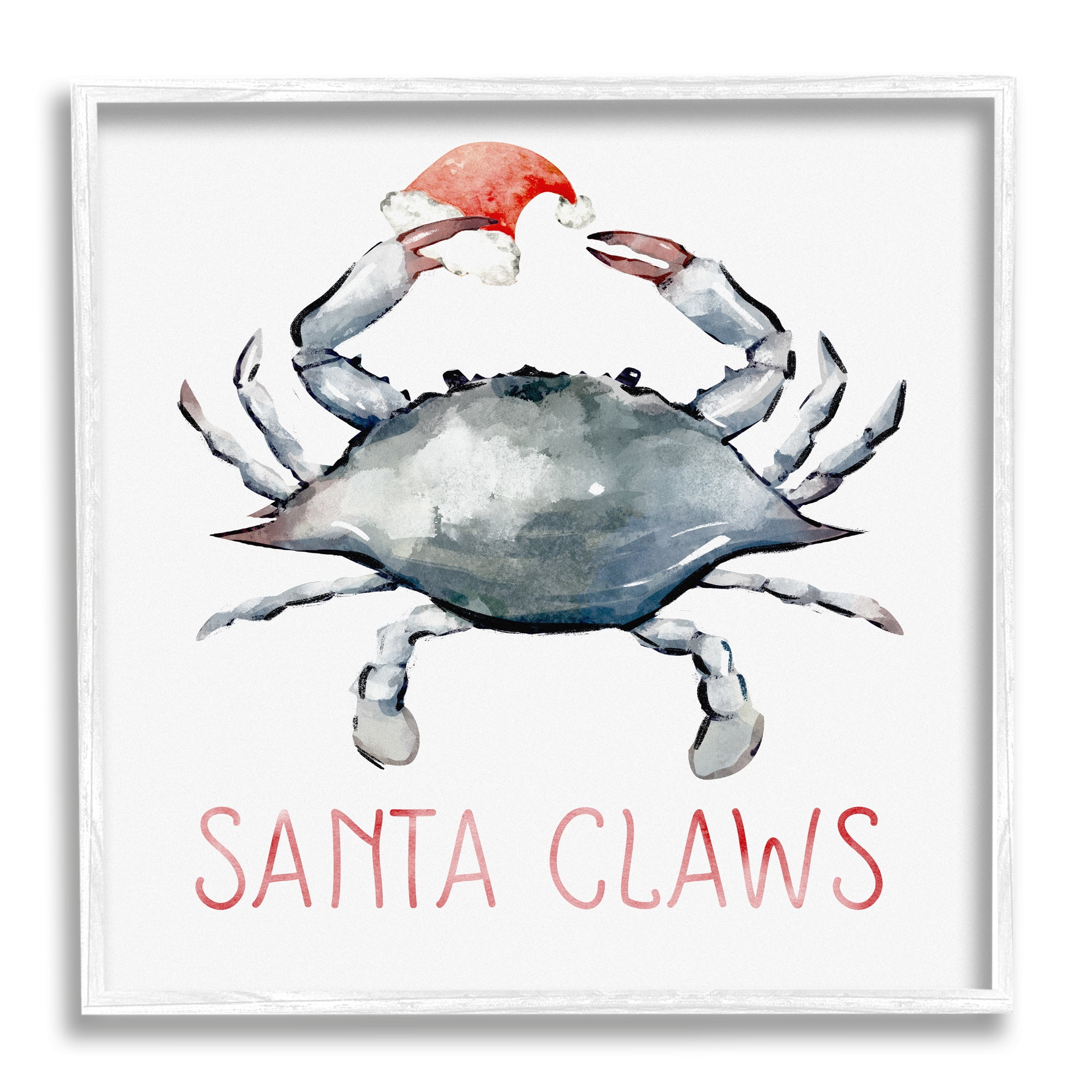 Stupell Industries Santa Claws Holiday Crab Holiday Painting White ...