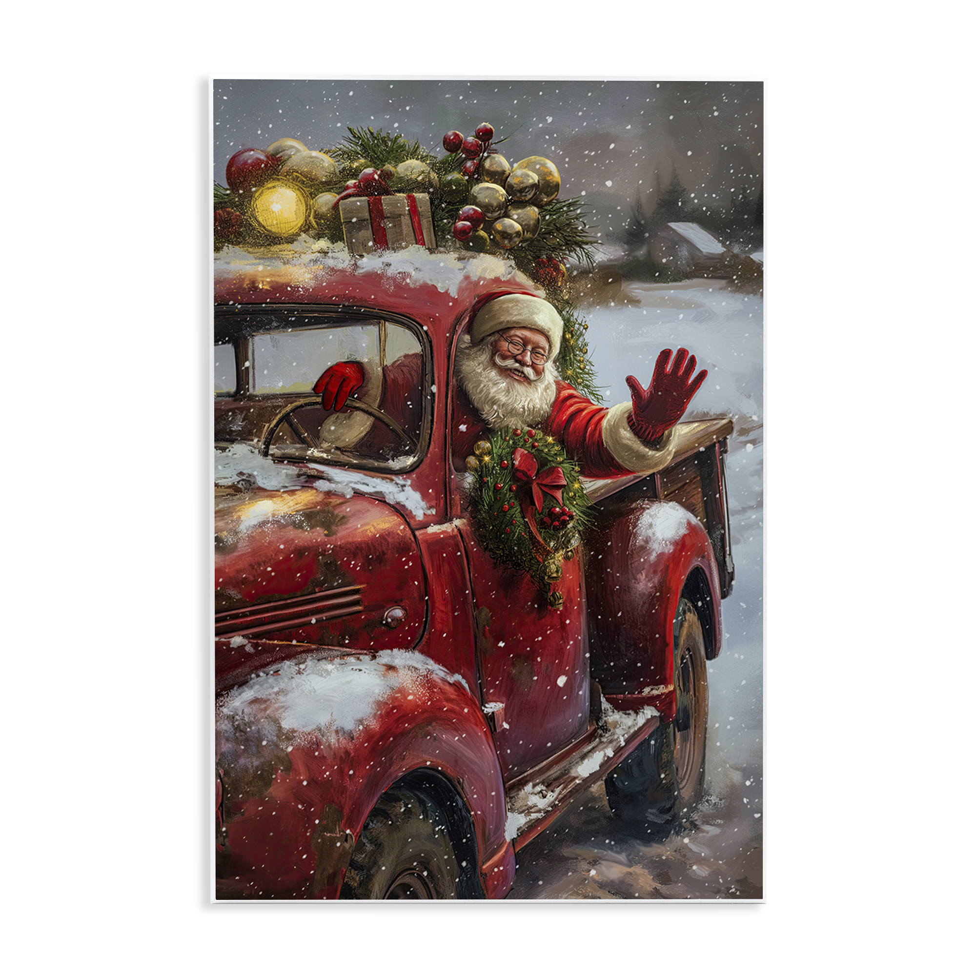 Stupell Industries Santa Waving Hello Holiday Painting Unframed Art ...