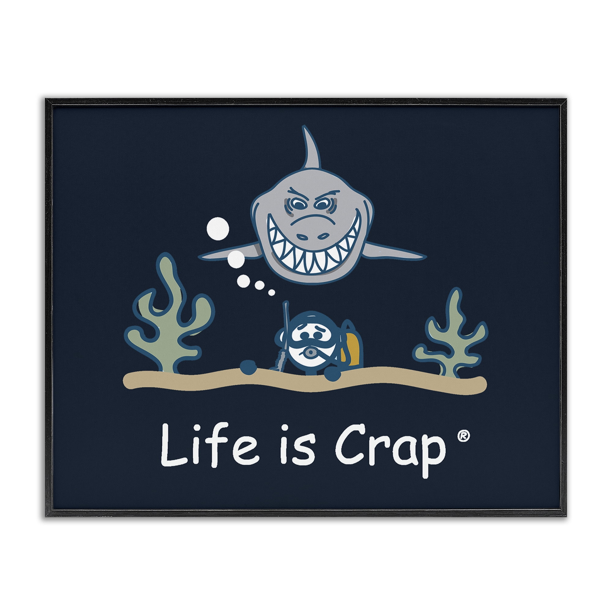 Stupell Industries Scary Scuba Shark Novelty & Humor Painting Black ...