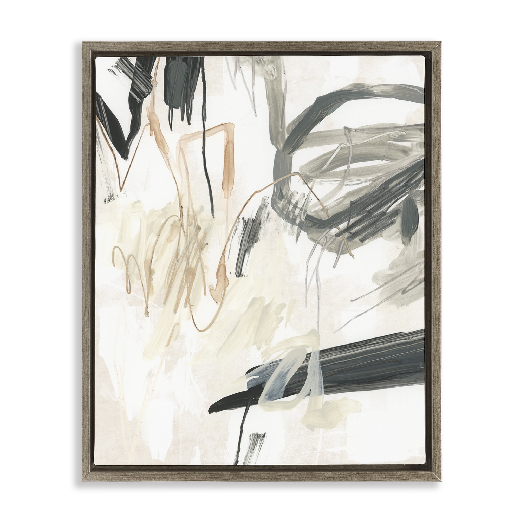 Stupell Industries Scribbled Abstract on Beige Abstract Painting Brown ...