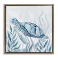 Stupell Industries Sea Turtle with Subtle Smile Brown Framed Floater ...