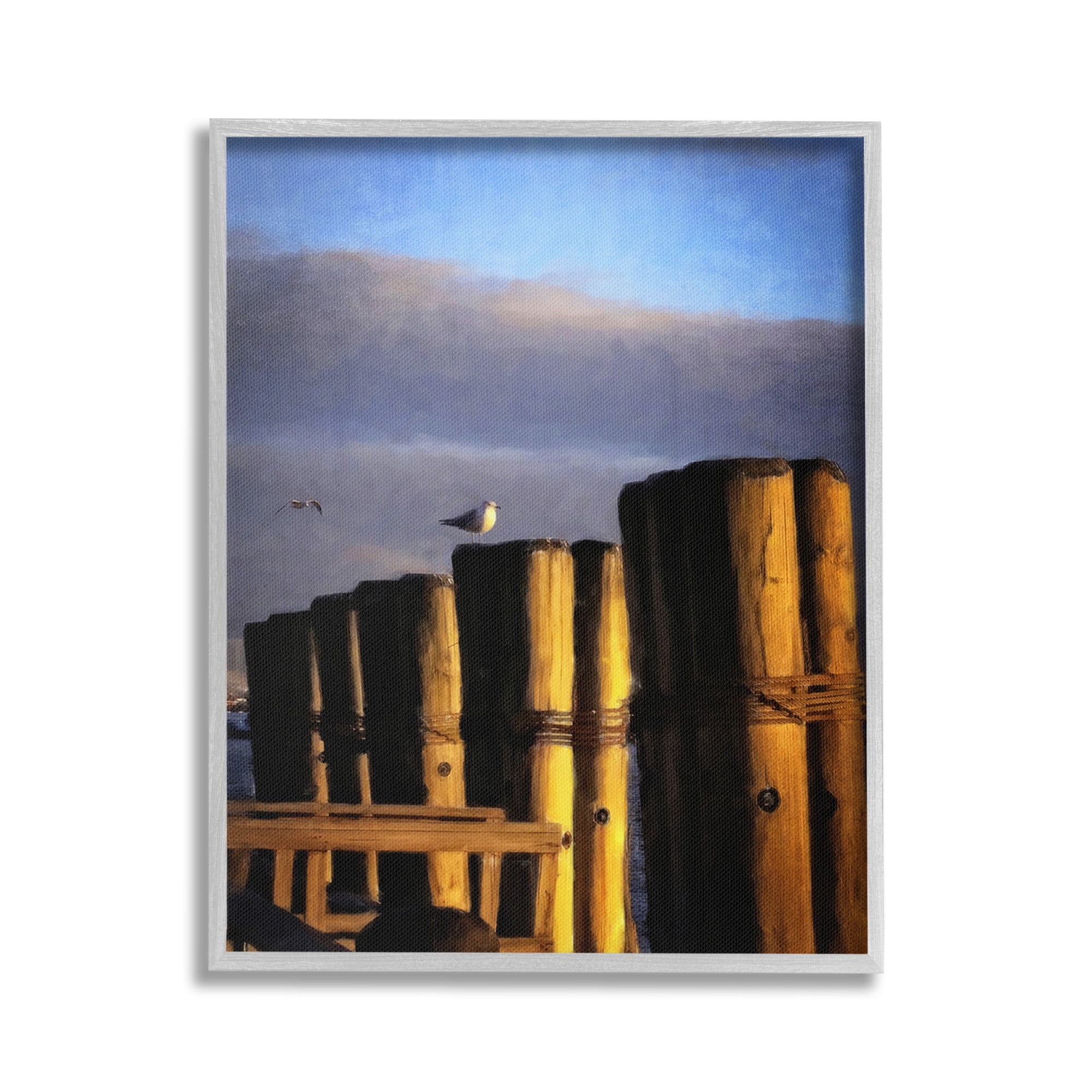 Stupell Industries Seagull Perched on Pier Animals & Insects Painting ...