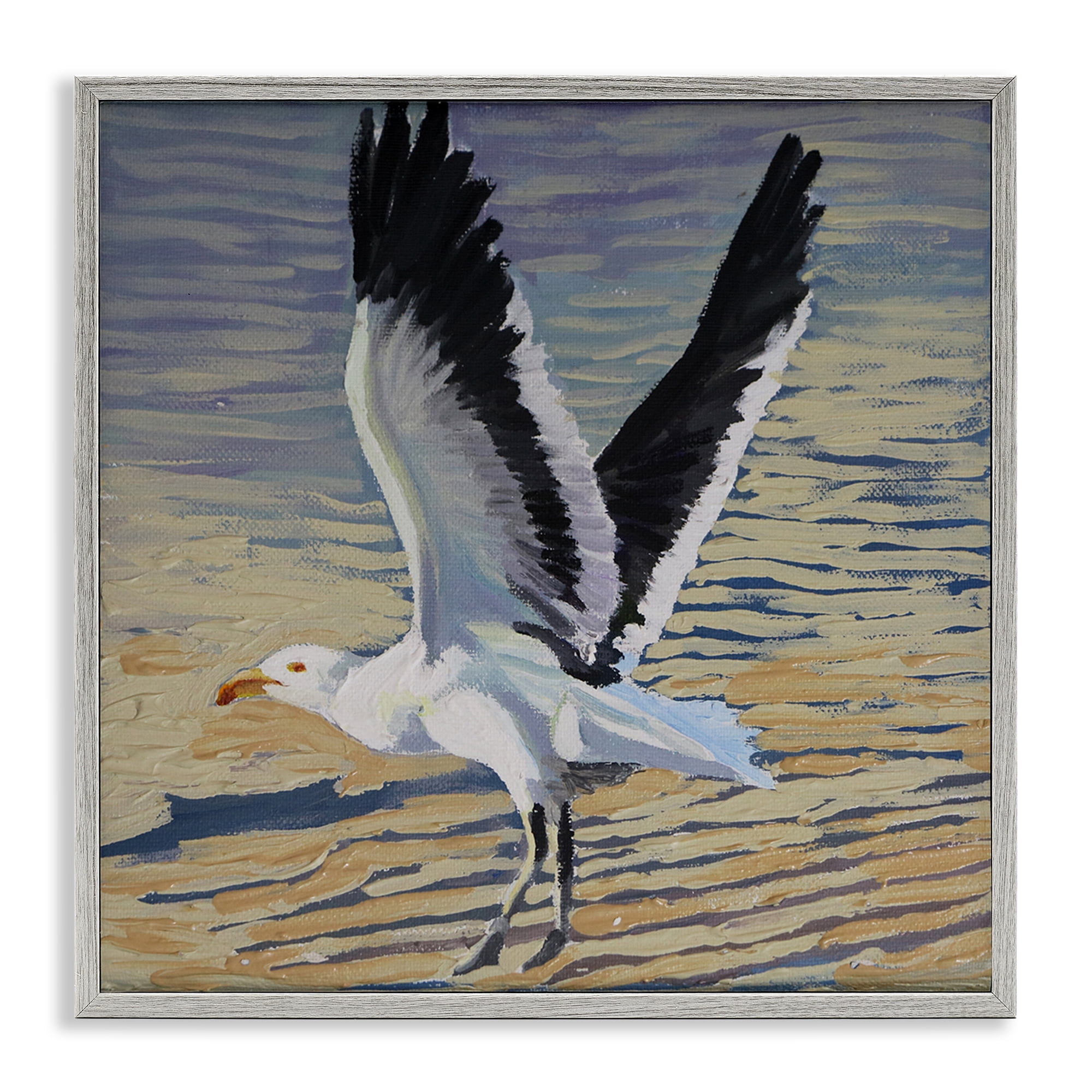 Stupell Industries Seagull Taking Flight Gray Framed Giclee Art, design ...