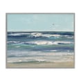 Stupell Industries Seagulls over Rolling Waves Gray Framed Giclee Art ...