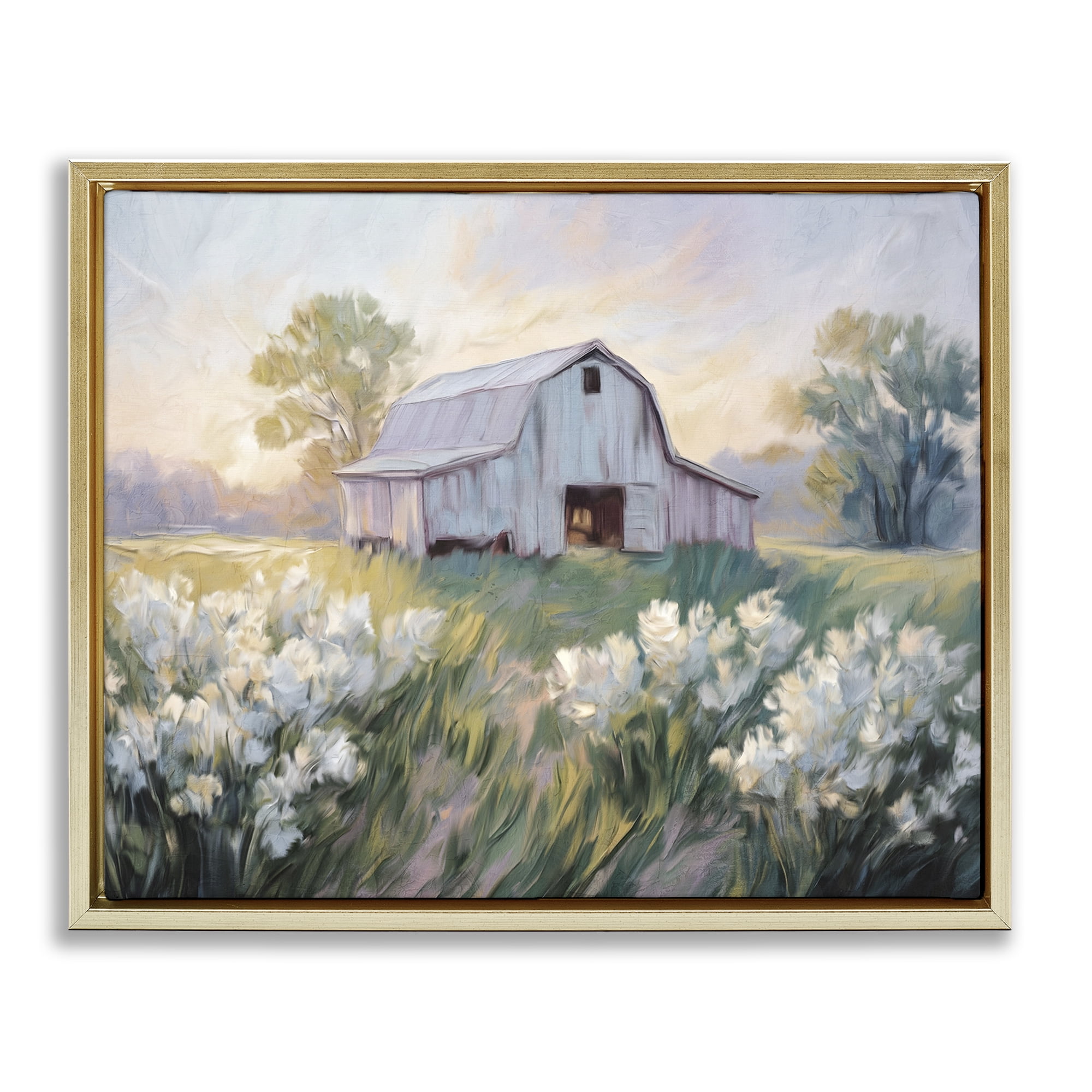 Stupell Industries Secluded Barn Landscape Gold Framed Floater Canvas ...