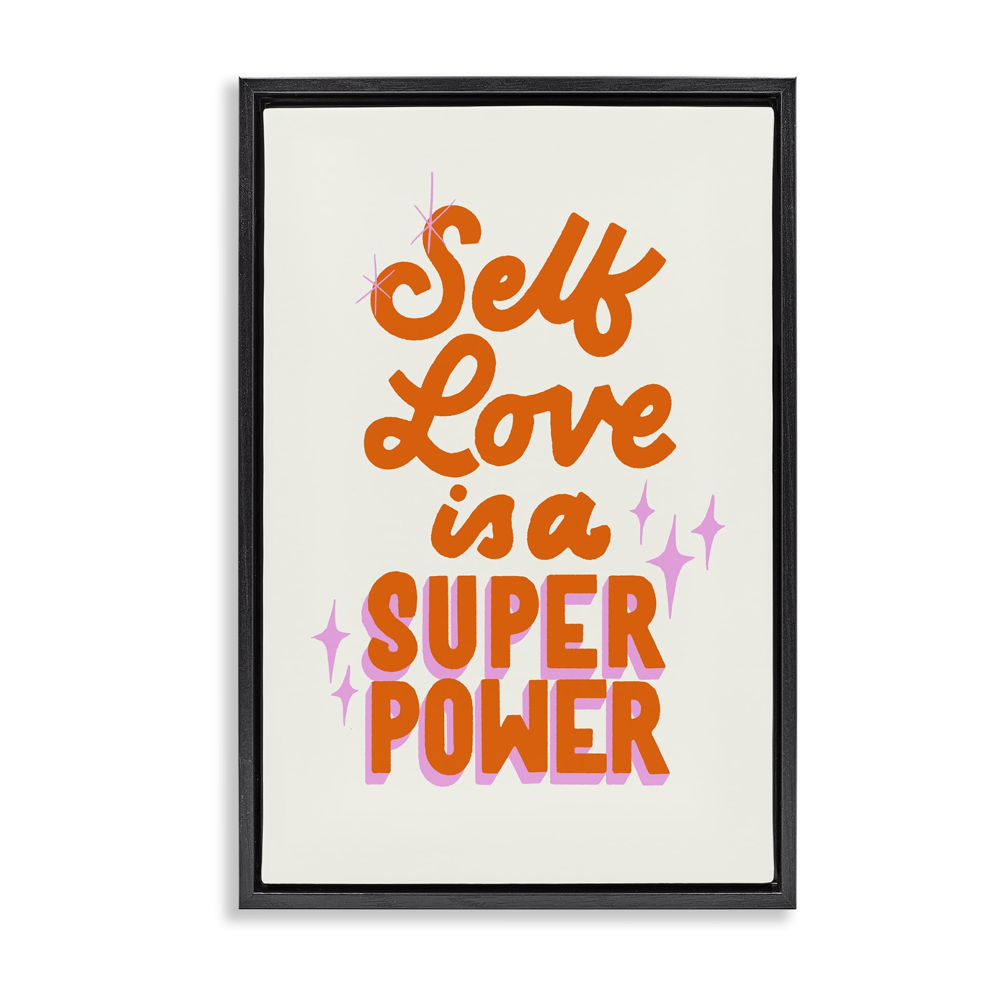 Stupell Industries Self Love Is Superpower Black Framed Floater Canvas ...