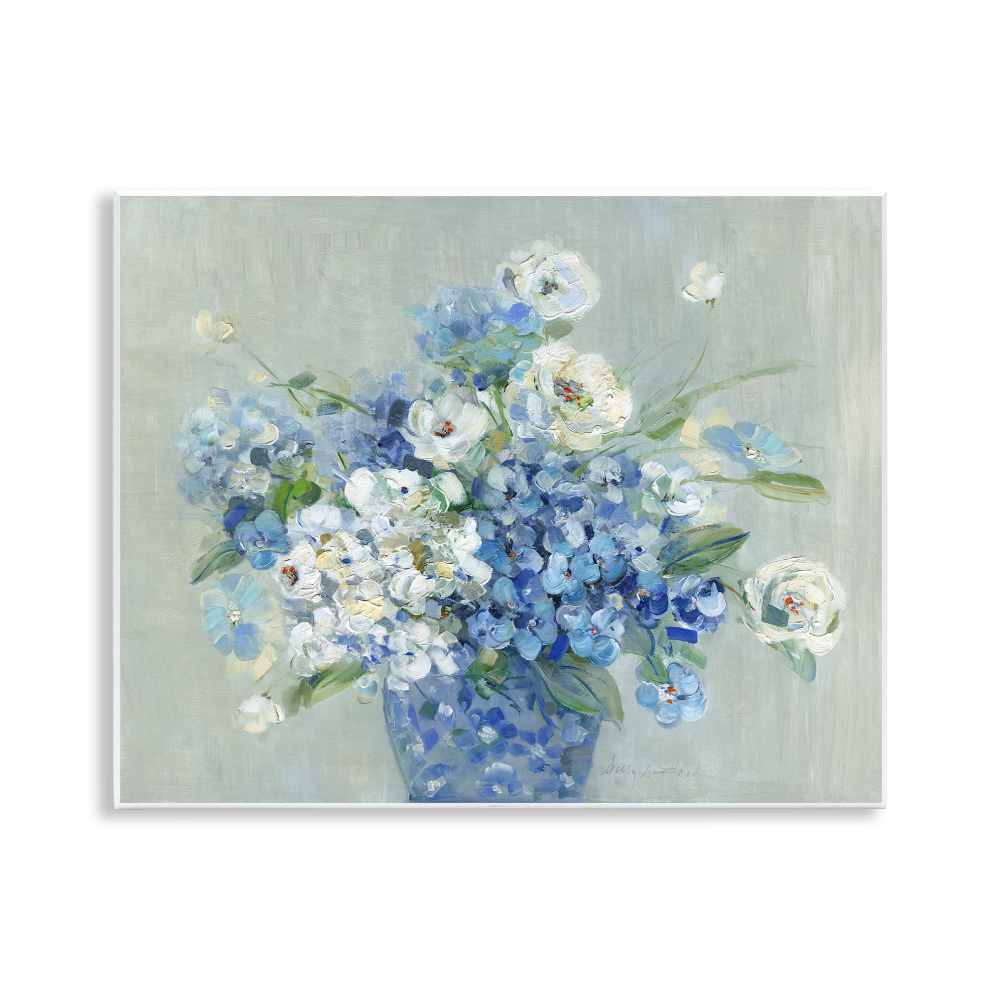 Stupell Industries Serene Blue And White Bouquet Wall Plaque Art ...
