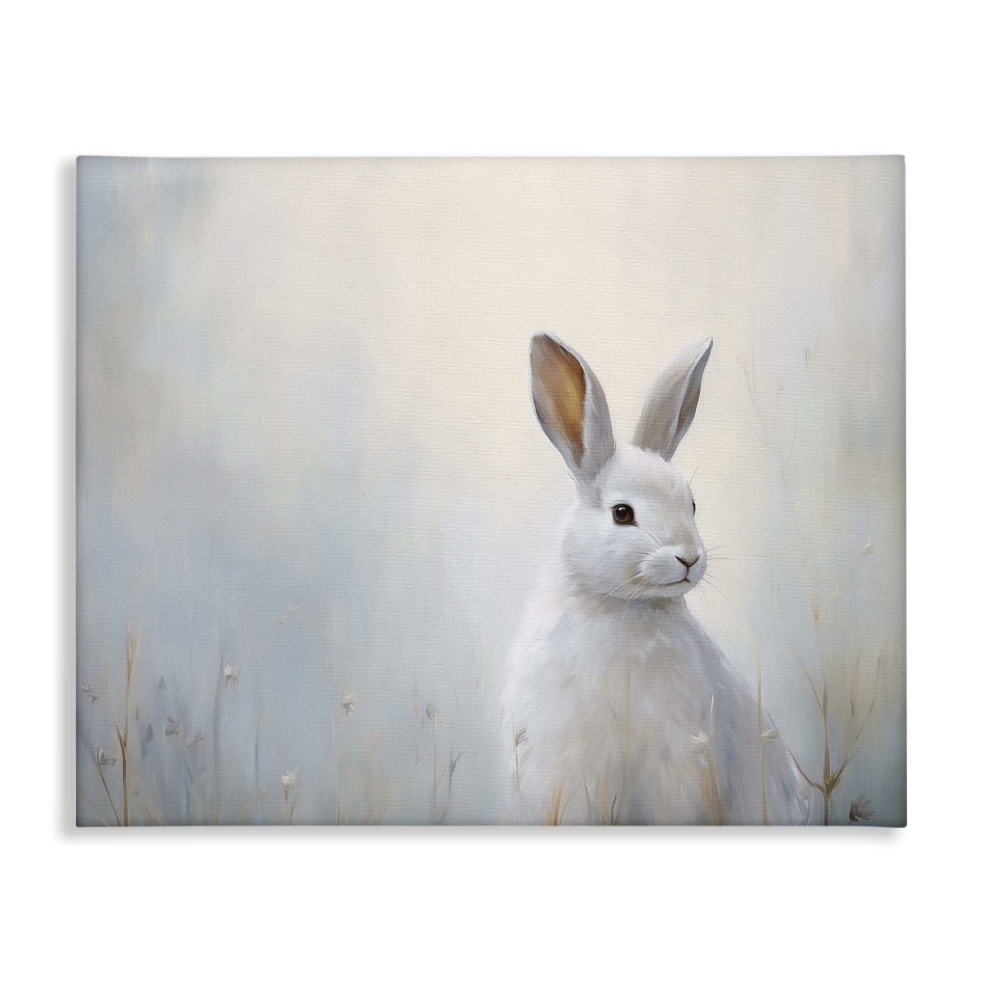 Stupell Industries Serene White Rabbit Animals Painting Wrapped Canvas ...
