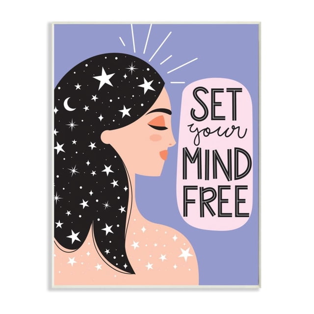 Stupell Industries Set Your Mind Free Phrase Female Astrological ...
