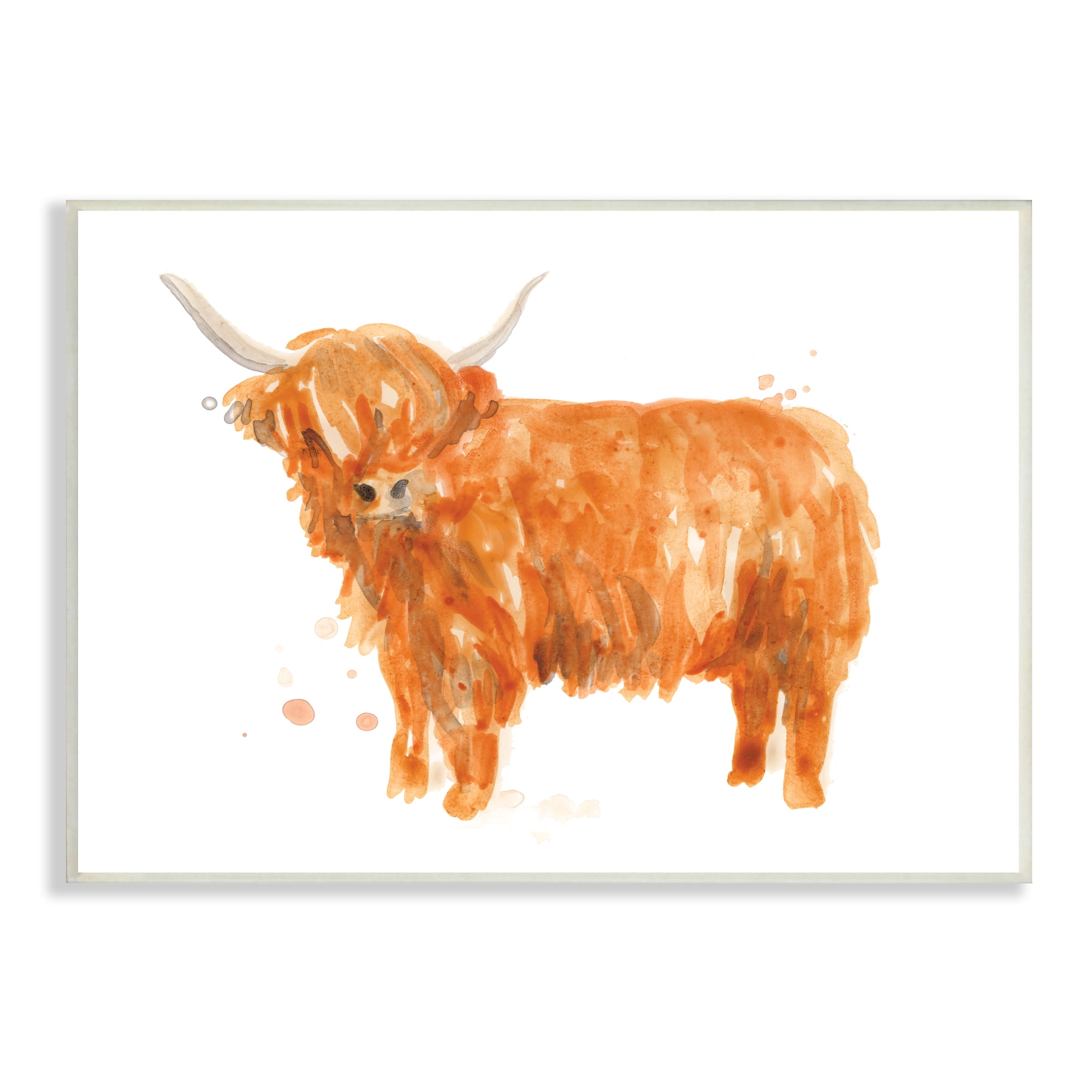 Stupell Industries Shaggy Country Cattle Orange Yak Soft Tones, 13 x 19 ...