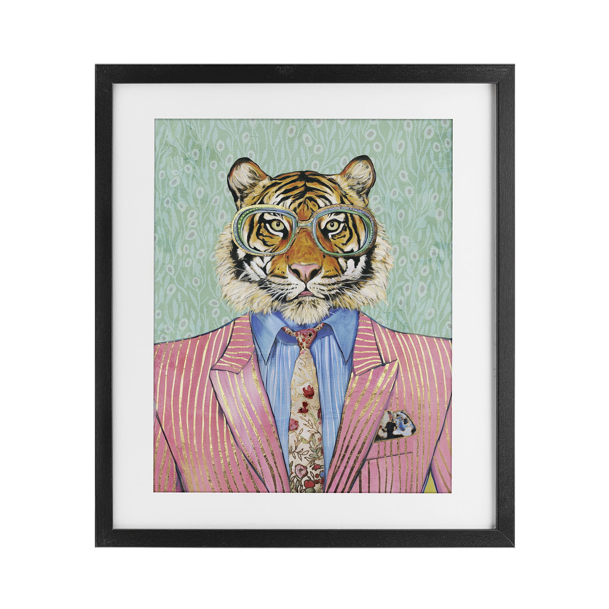 Stupell Industries Sharp Tiger Outfit Black Framed Print Under Glass ...
