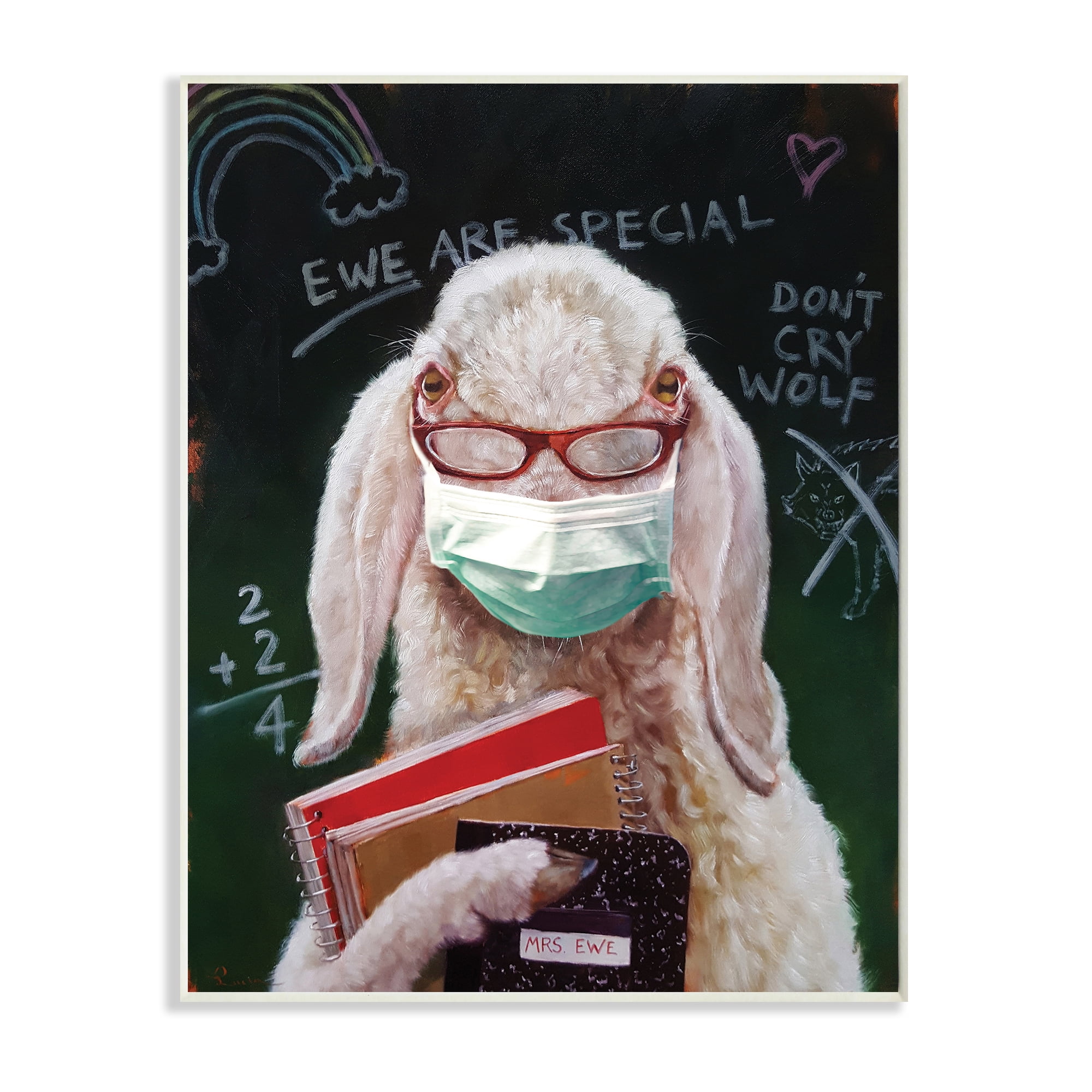 Stupell Industries Sheep School Portrait Country Ewe Animal Books ...