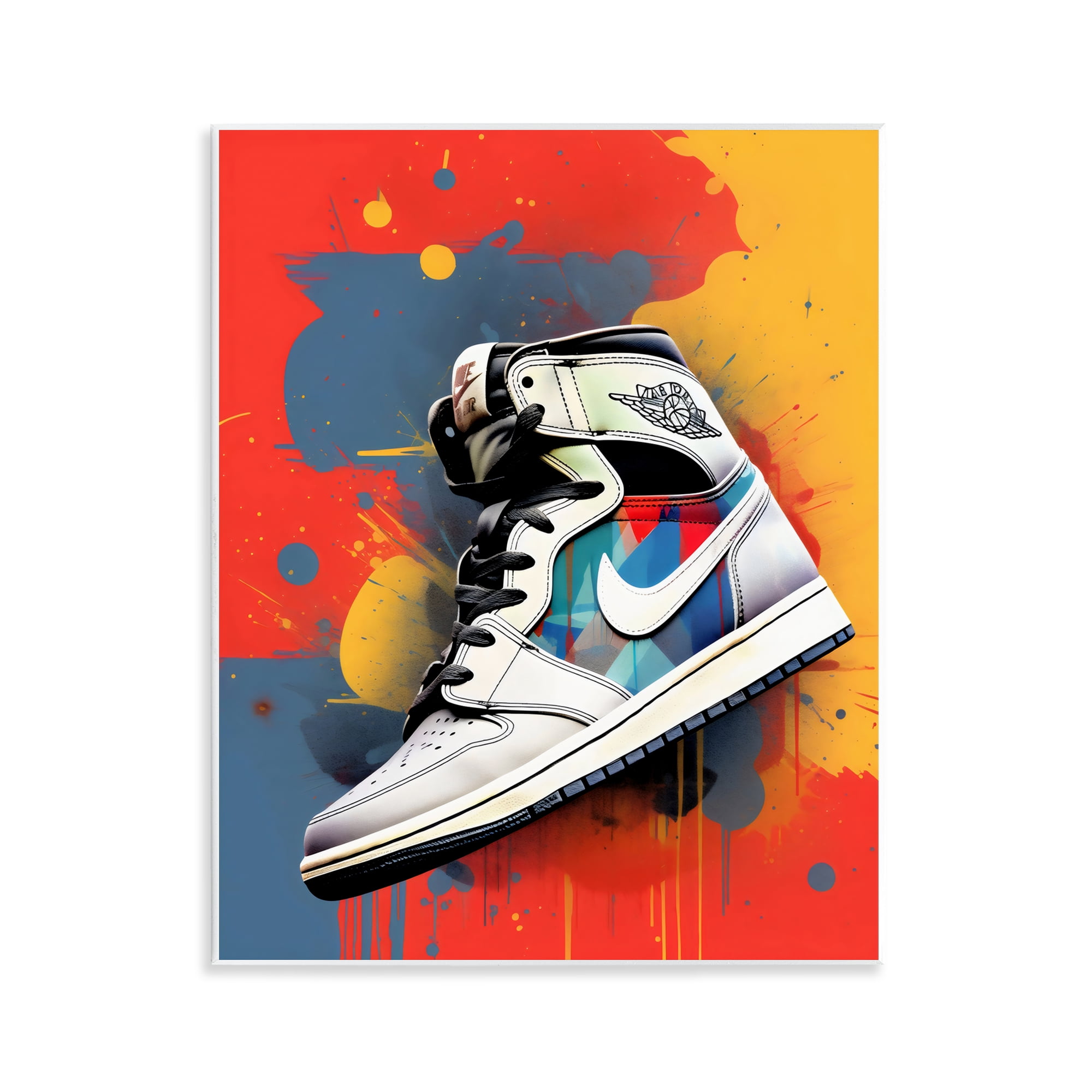 Stupell Industries Shoe With Colorblock Background Wall Plaque Art ...
