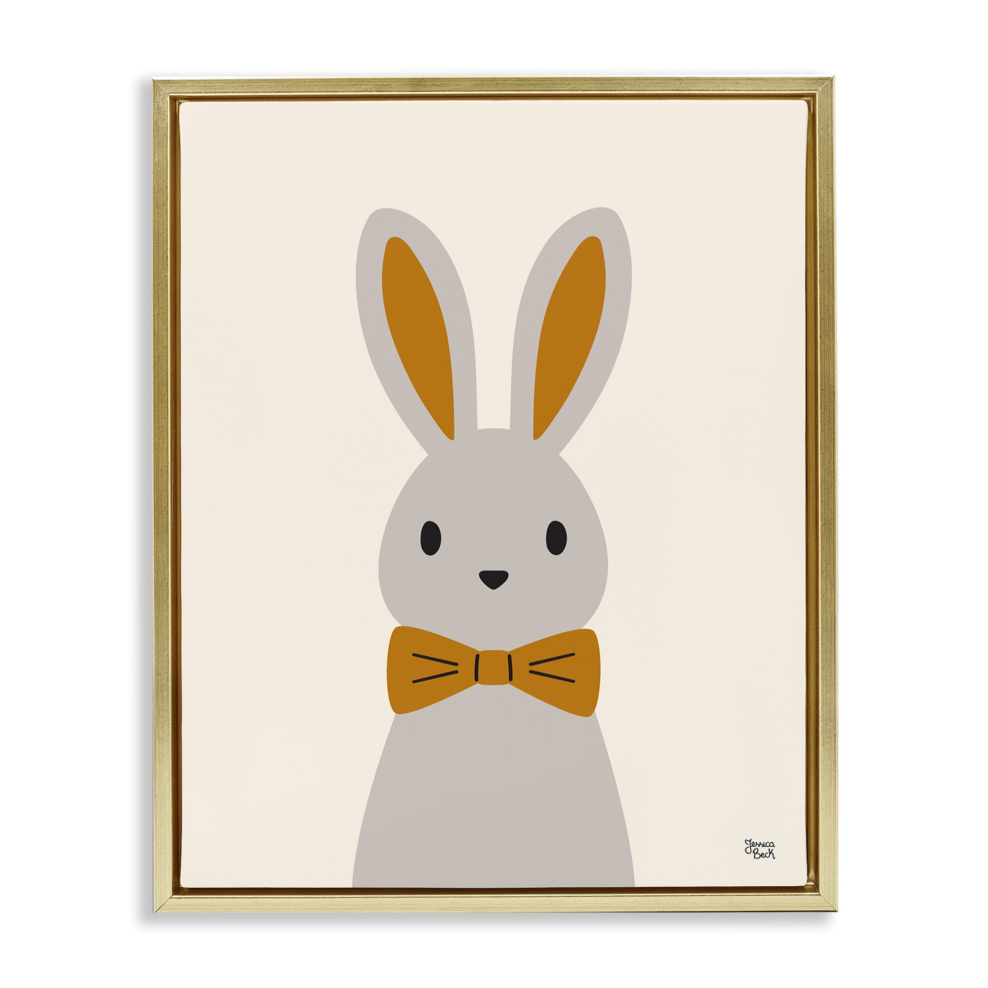 Stupell Industries Simple Rabbit with Bowtie Animals Painting Gold ...