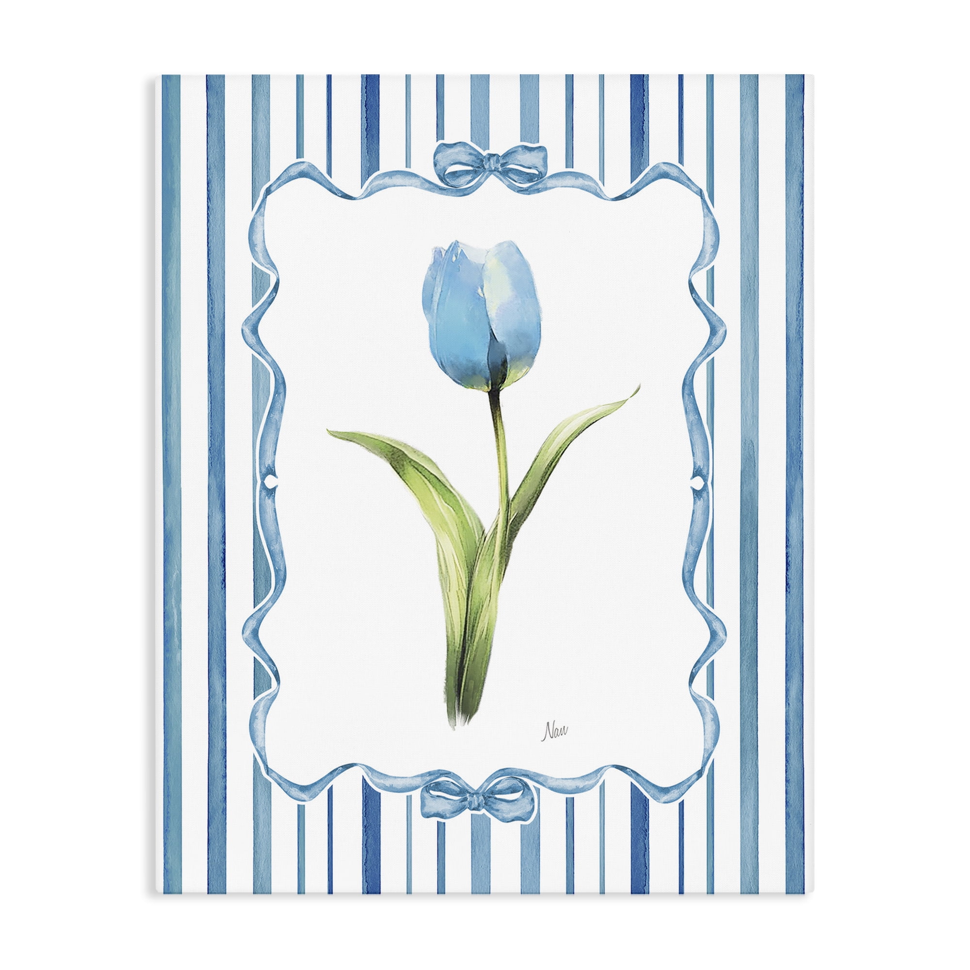 Stupell Industries Single Blue Tulip Stripes Canvas Wall Art, design by ...