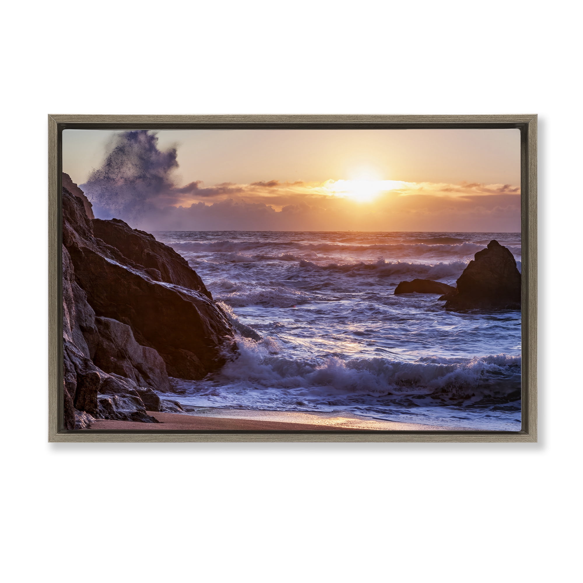 Stupell Industries Siren Song Rocky Shore Brown Framed Floater Canvas ...