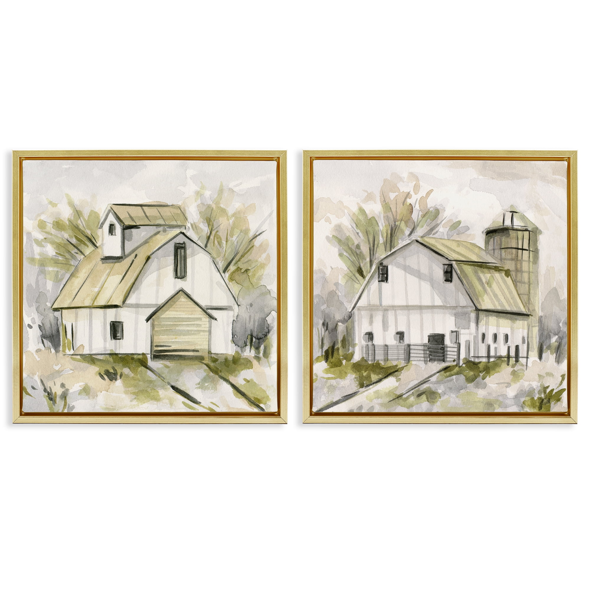 Stupell Industries Sketch Drawing Barn Silo Landscape & Nature Painting ...
