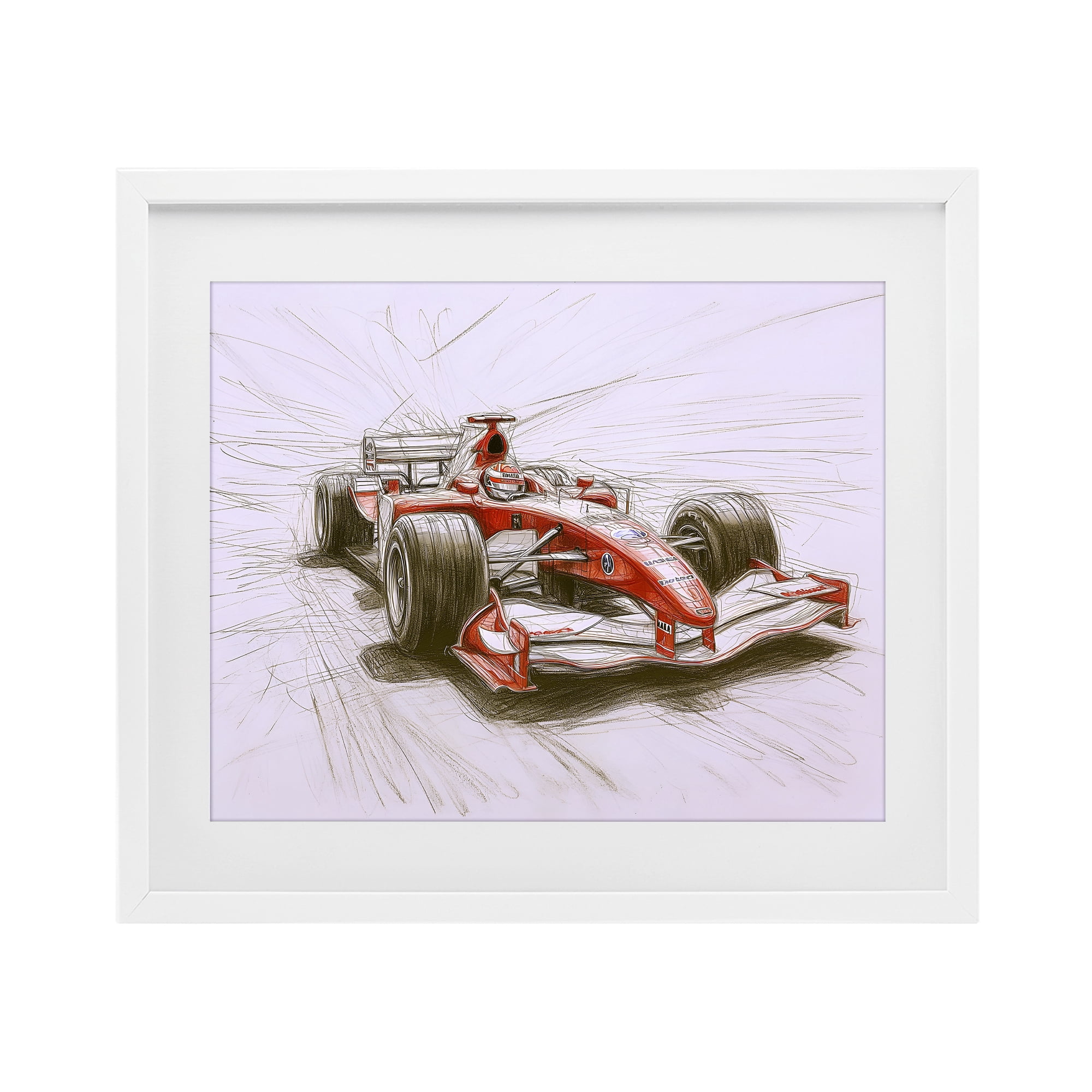Stupell Industries Sketched Race Car Concept White Framed Print Under ...
