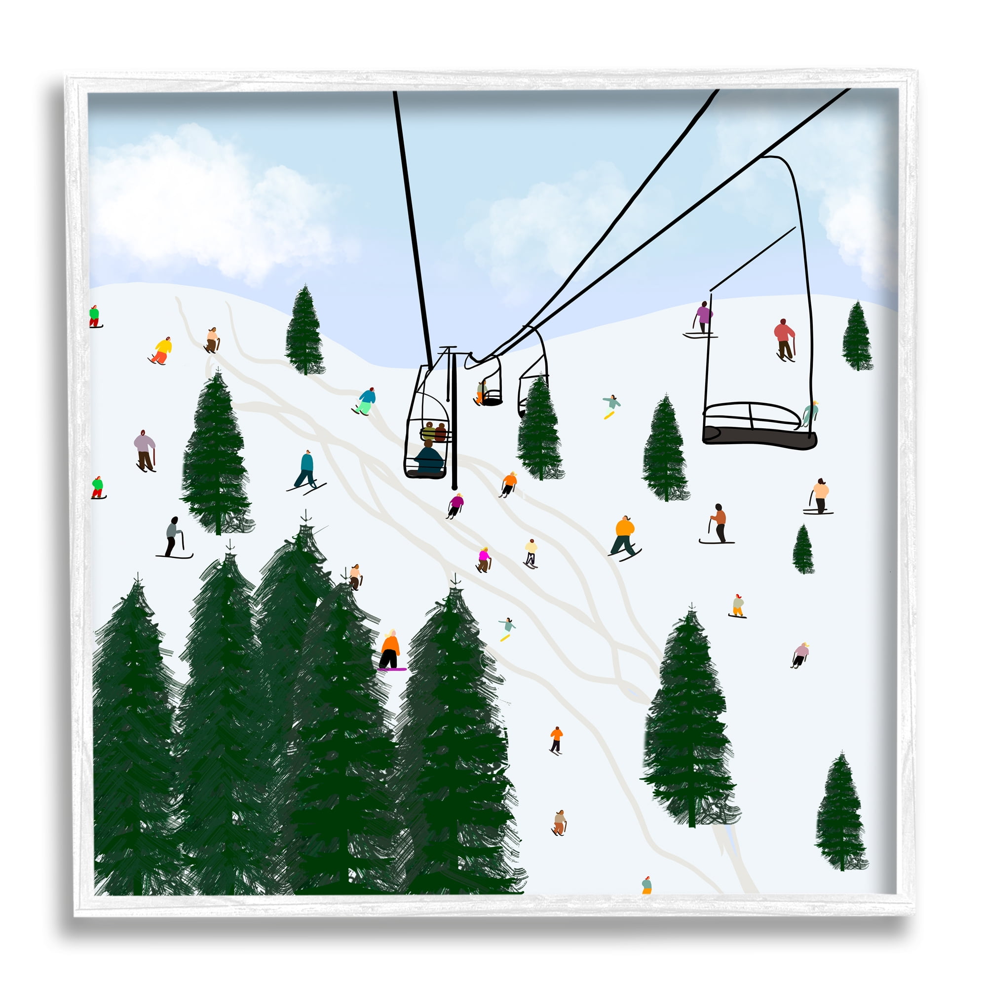 Stupell Industries Ski Lift Mountain Landscape Busy Slopes Winter ...