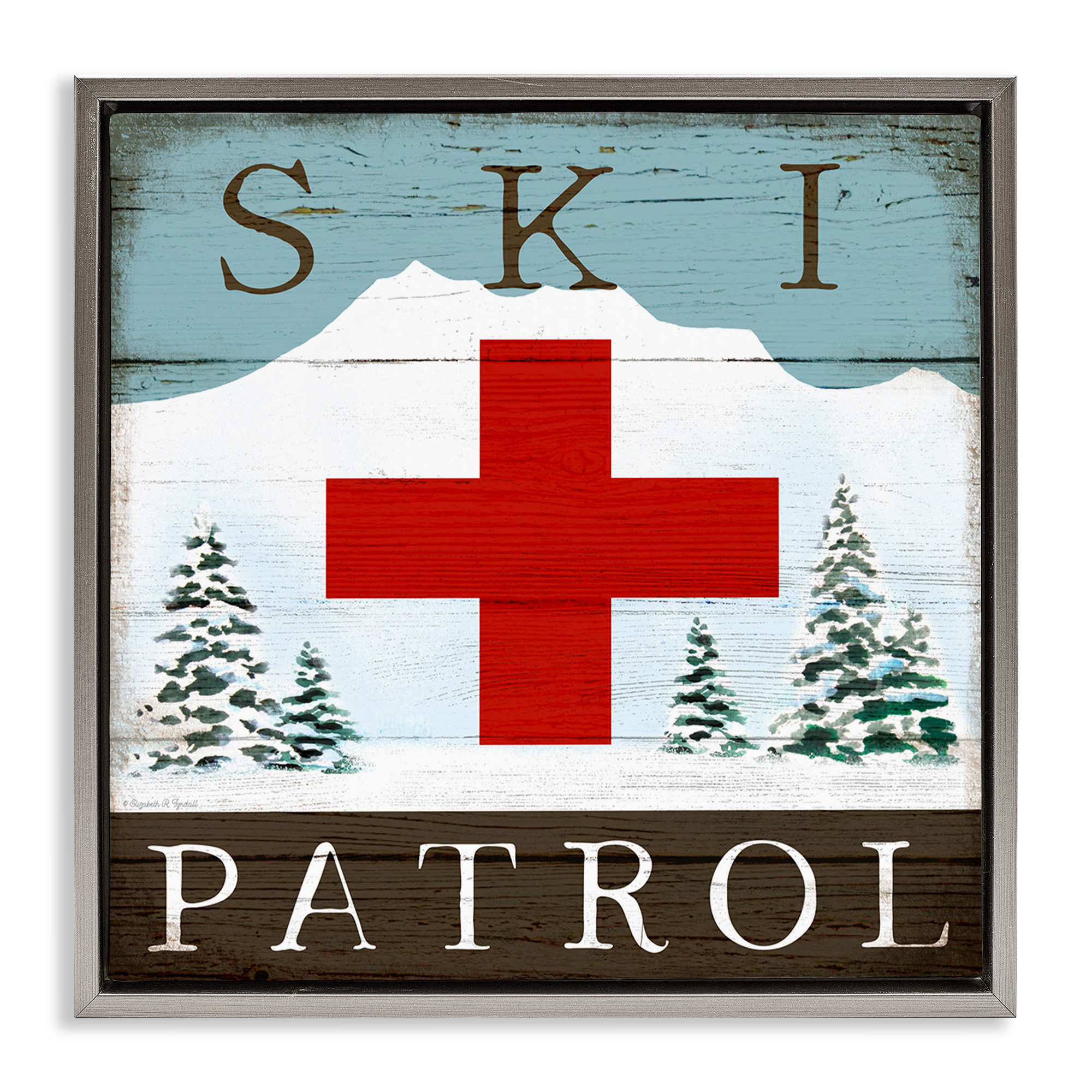 Stupell Industries Ski Patrol Rustic Cabin Sign Sports Painting Gray ...