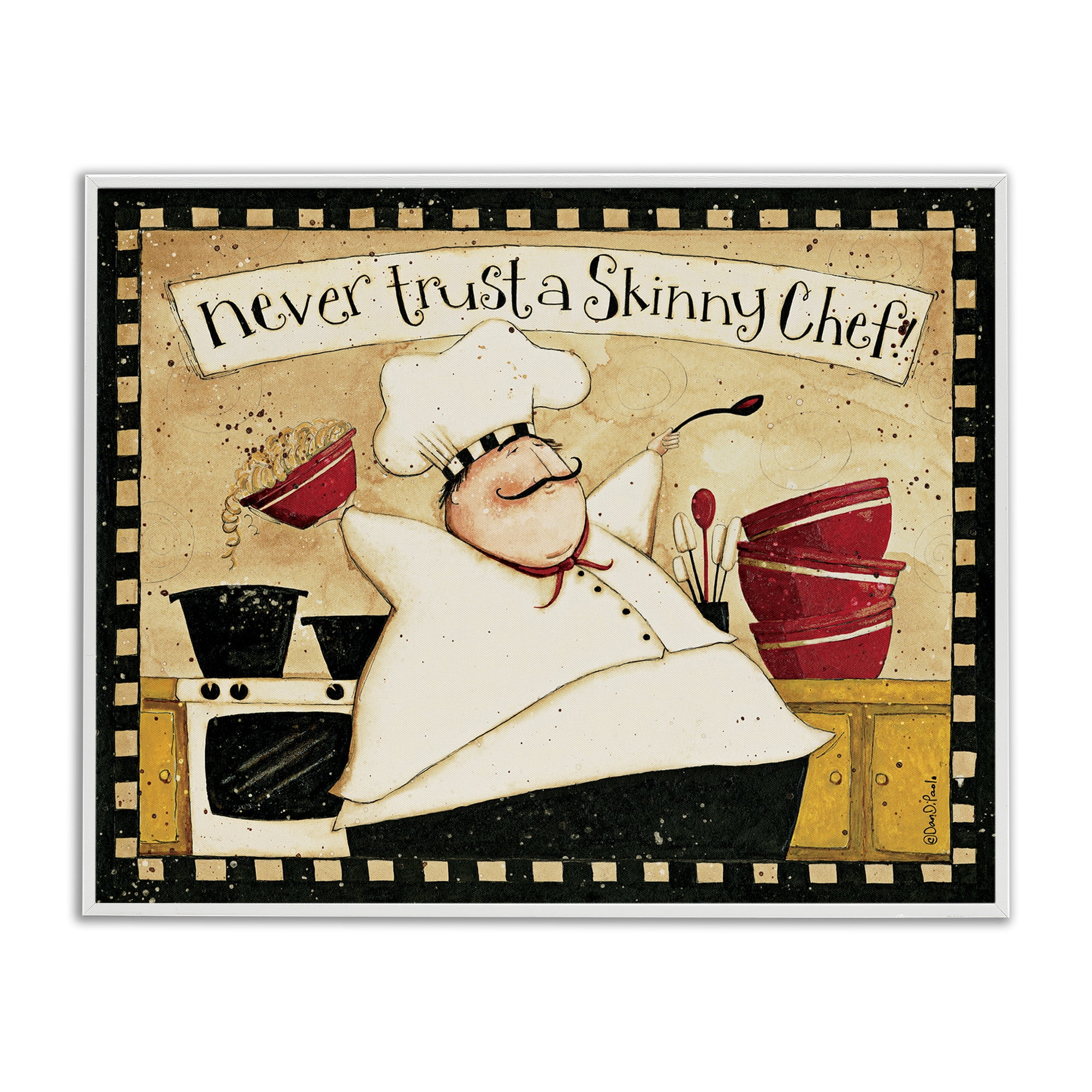 Stupell Industries Skinny Chef Funny Kitchen Food & Beverage Painting ...