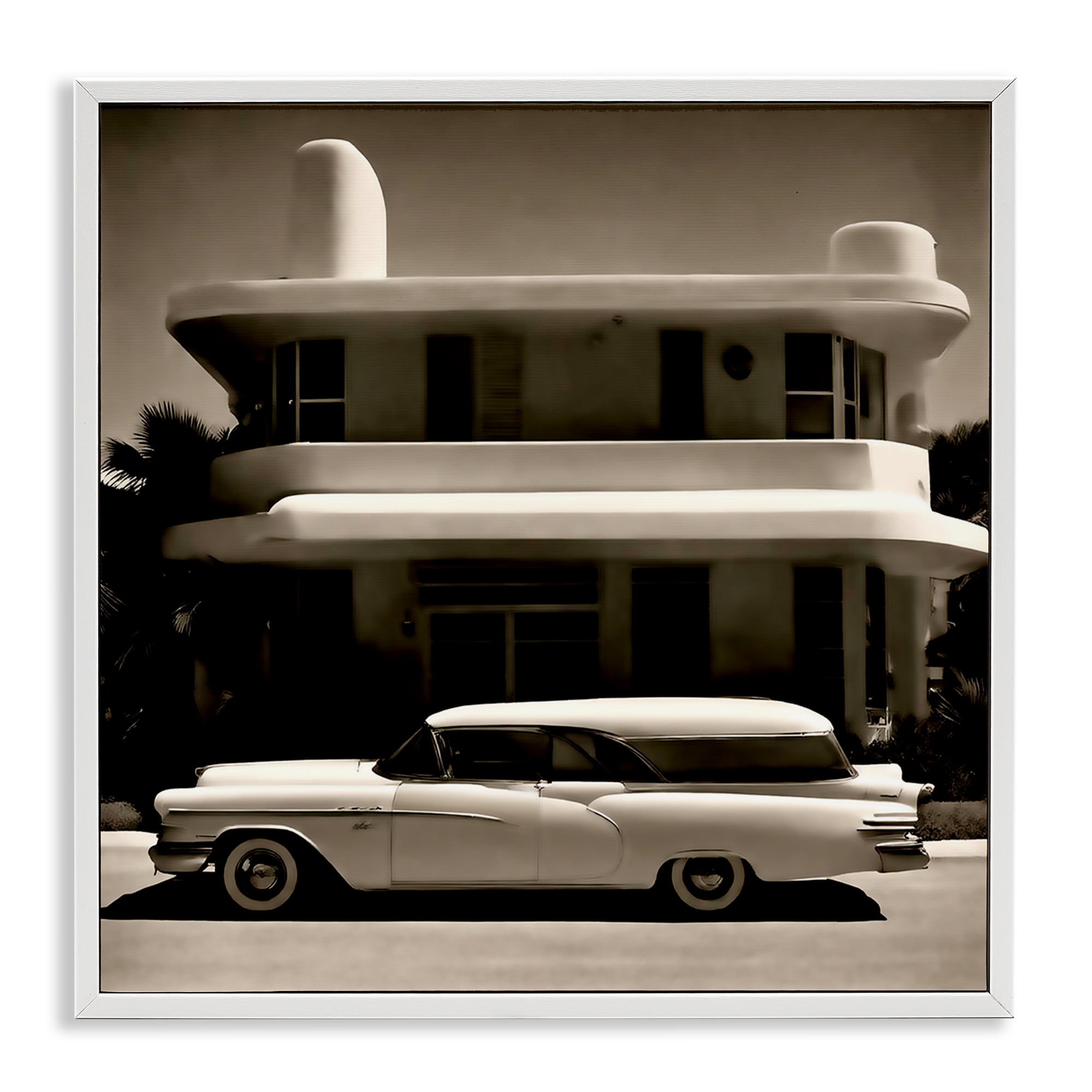 Stupell Industries Sleek Classic Car Transportation Painting White ...