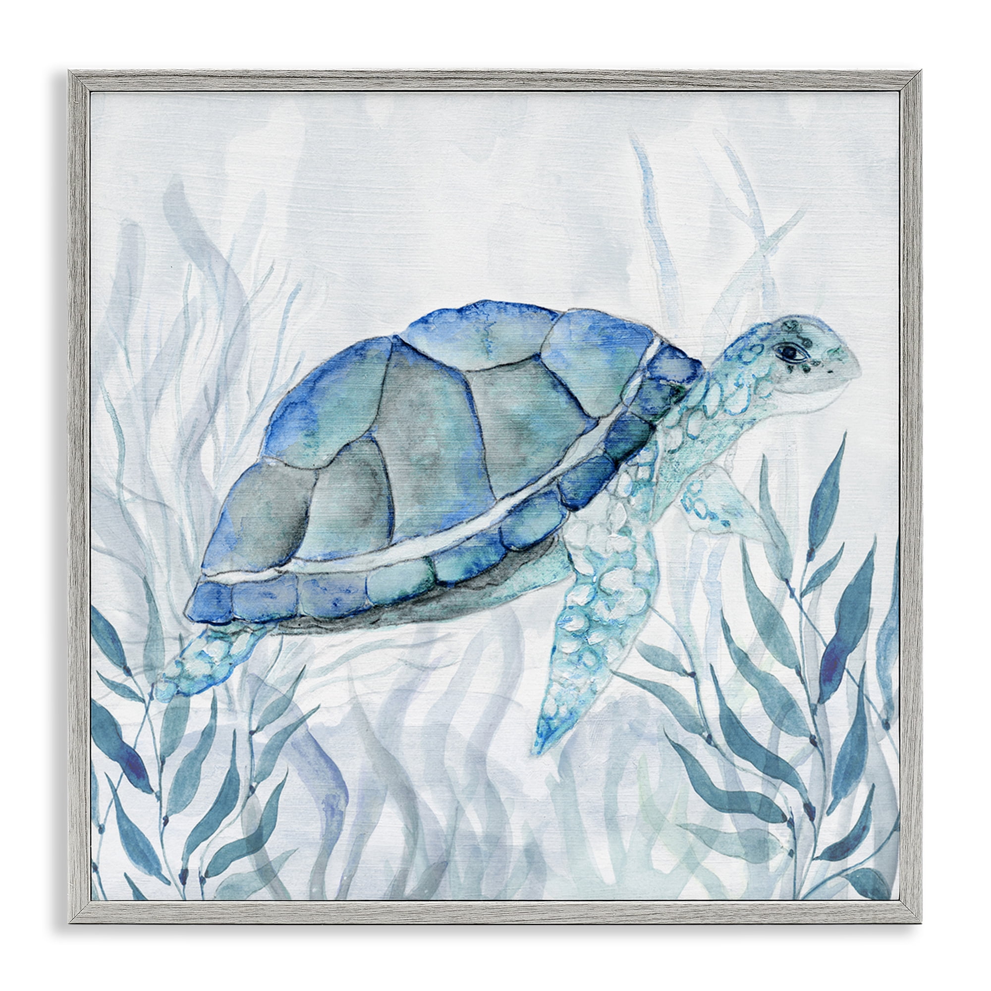 Stupell Industries Smiling Turtle Gaze Gray Framed Giclee Art, design ...