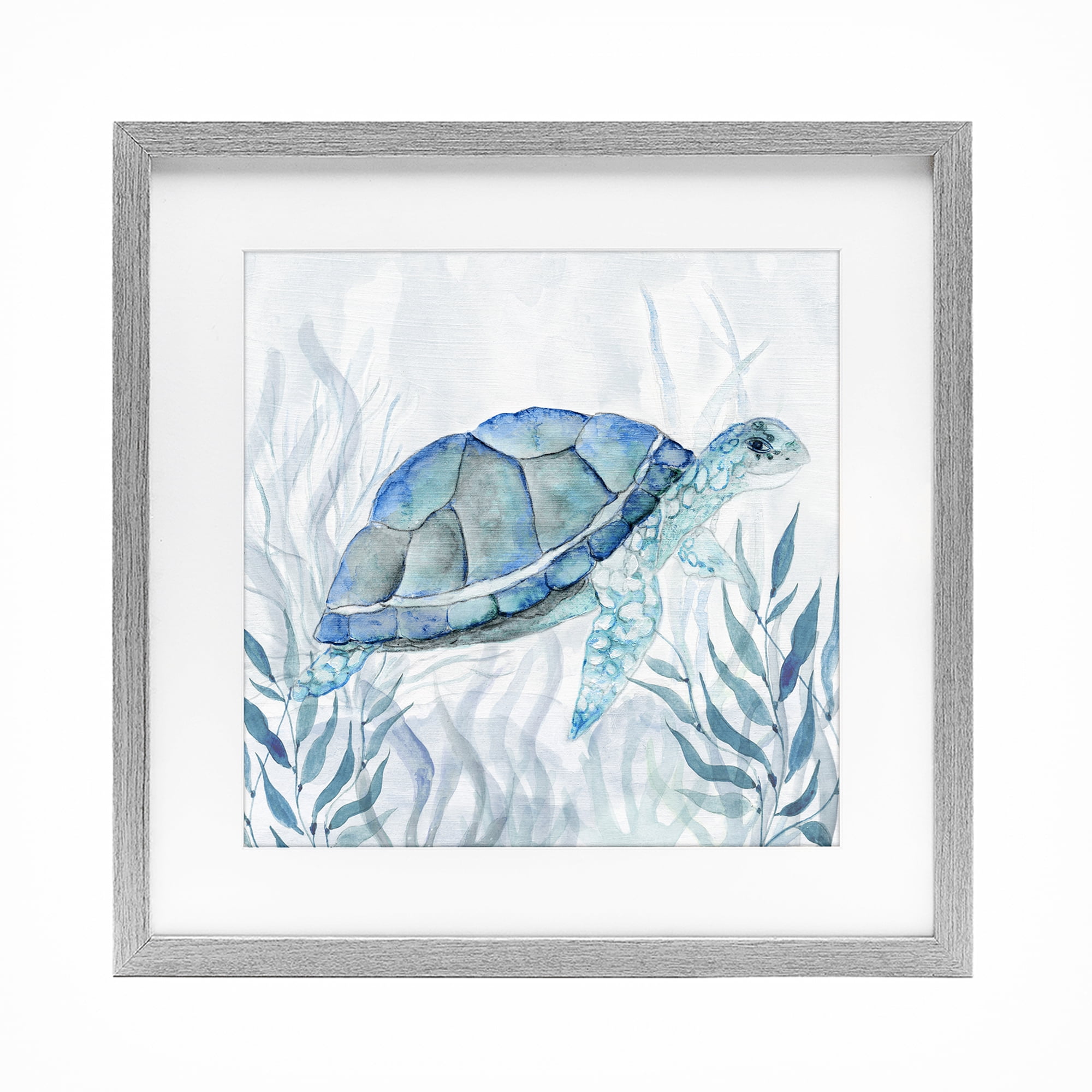 Stupell Industries Smiling Turtle Gaze Gray Framed Print Under Glass ...
