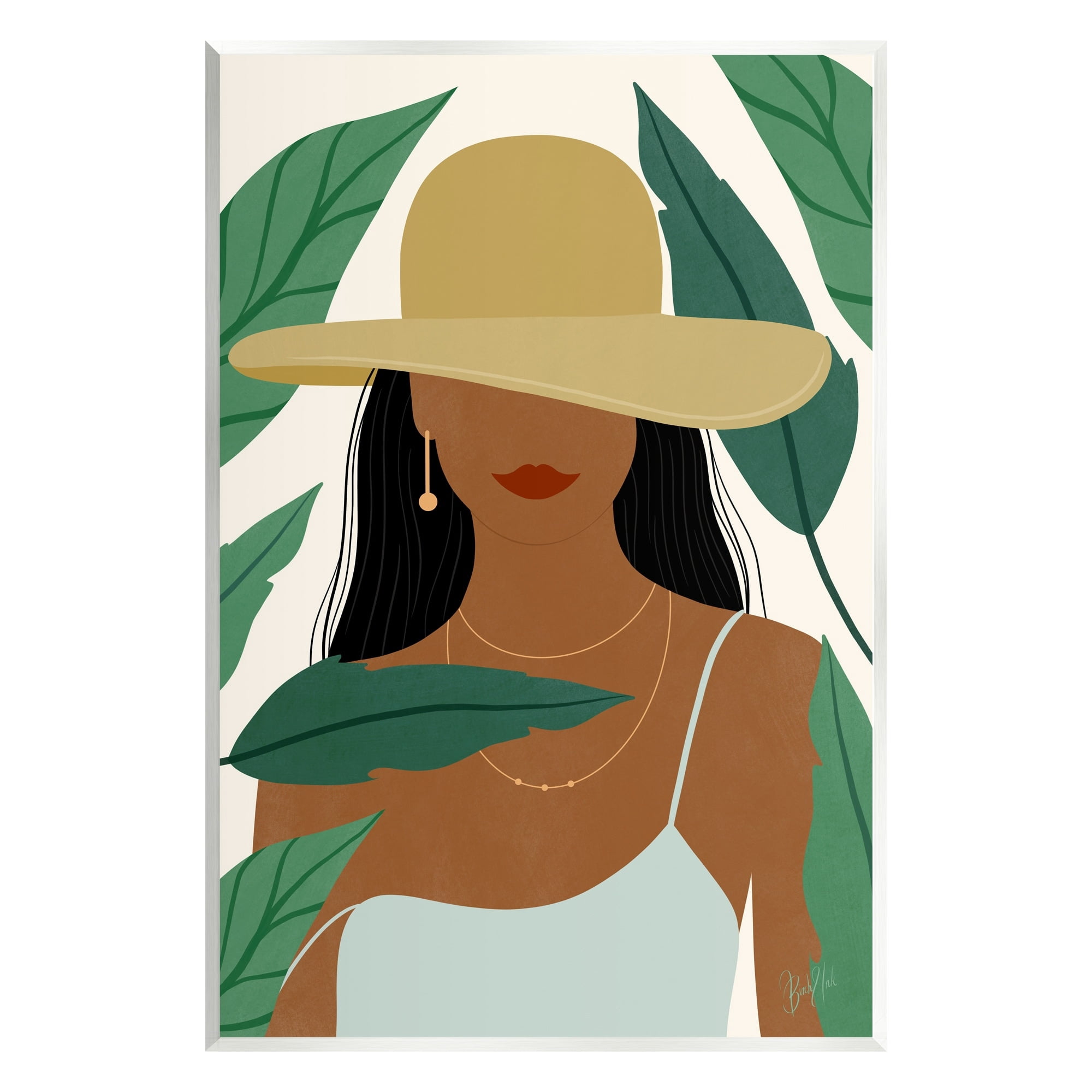 Stupell Industries Smiling Woman Wearing Sun Hat Drifting Leaves ...