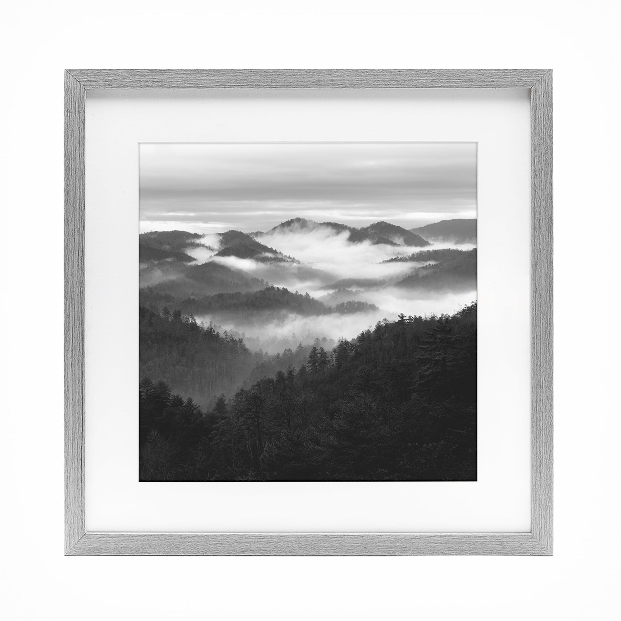 Stupell Industries Smoky Mountains Forest Gray Framed Print Under Glass ...