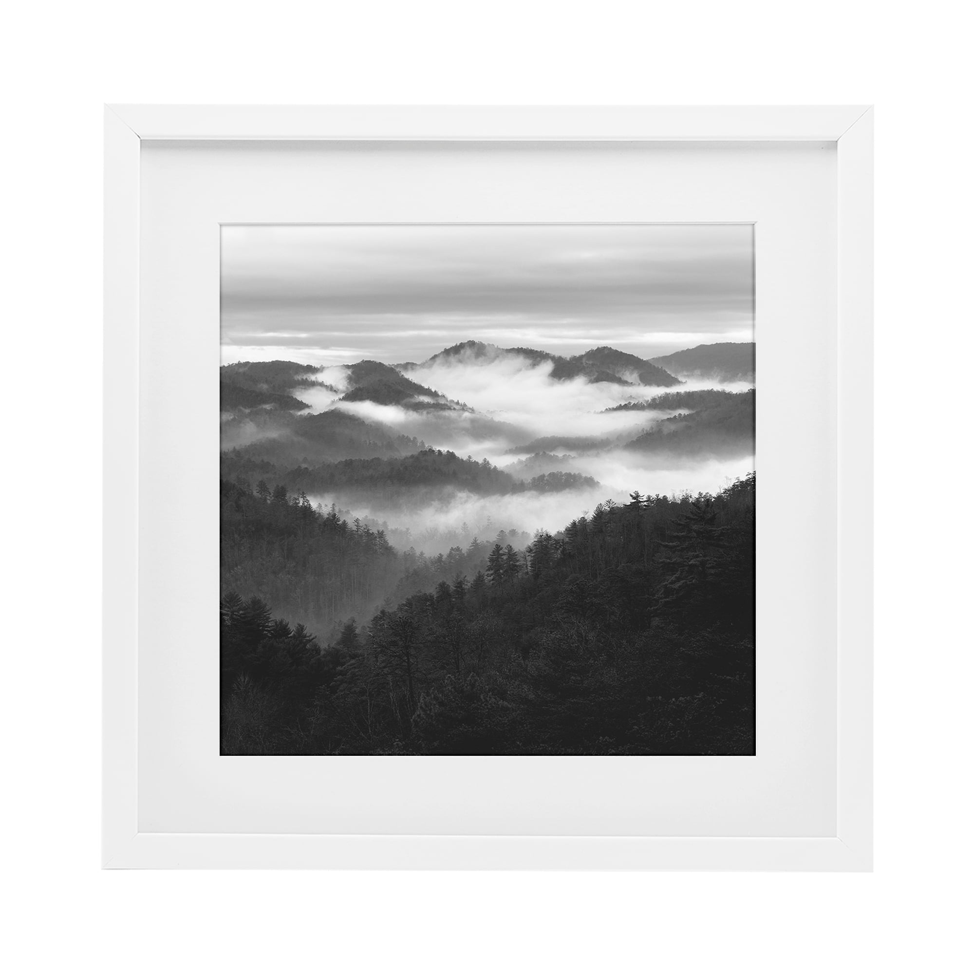 Stupell Industries Smoky Mountains Forest White Framed Print Under ...