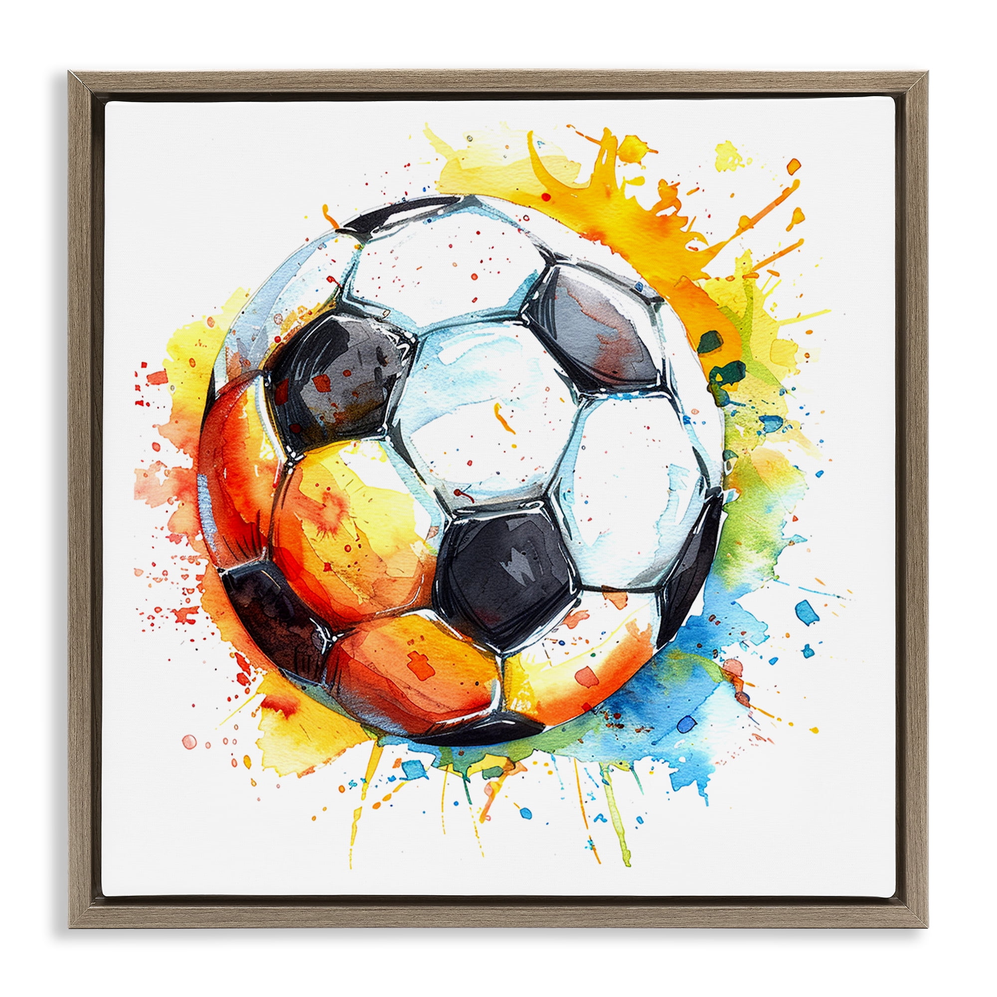 Stupell Industries Soccer Ball Bright Splash Sports Painting Brown ...